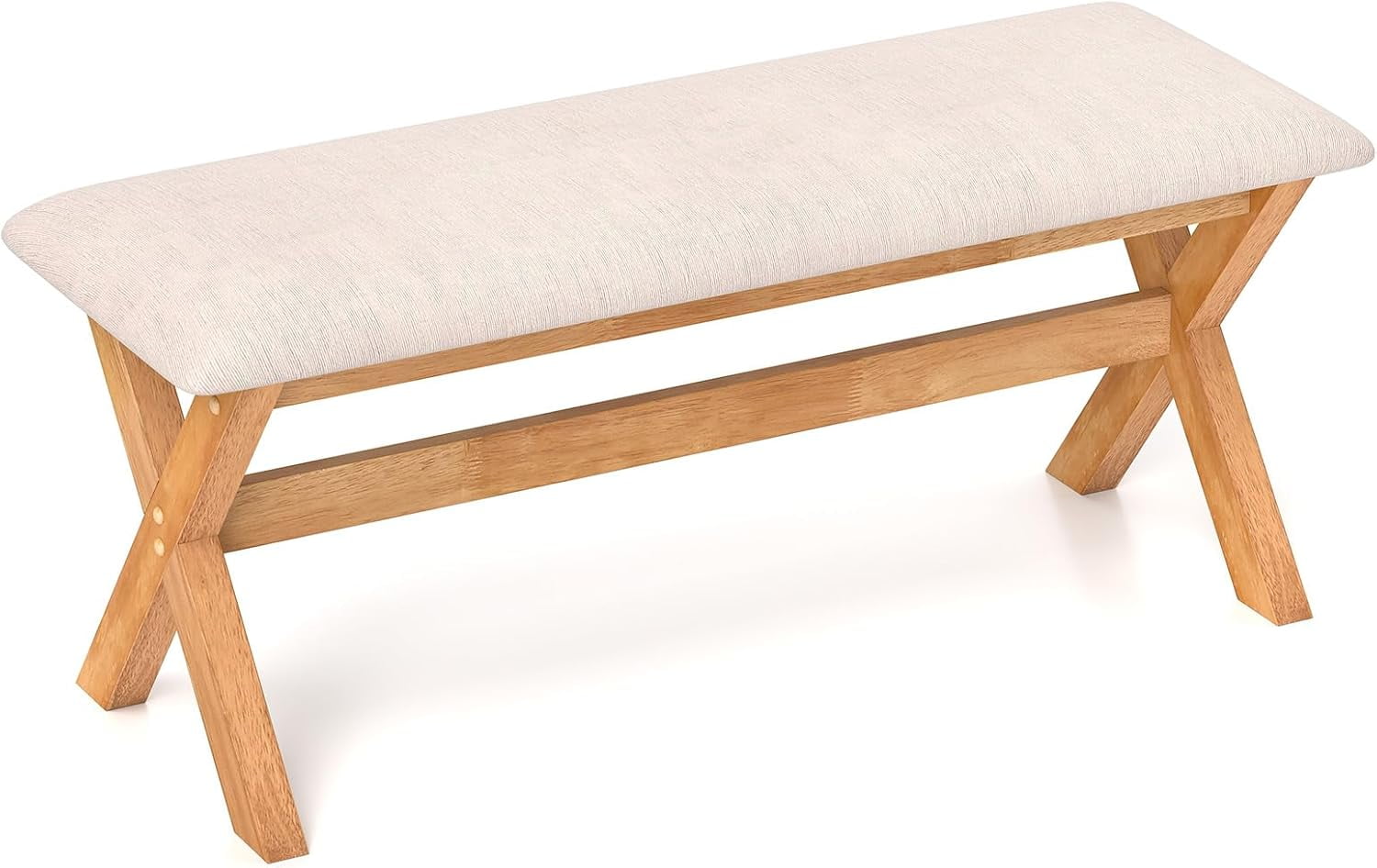 Upholstered Long Entryway Bench, Rubber Wood Dining Bench with Padded ...