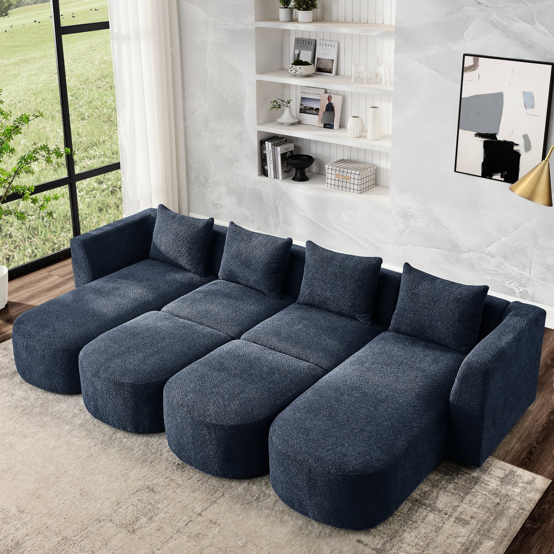 Upholstered Navy Couch With Tent (not Applicable), Two Single Seats ...