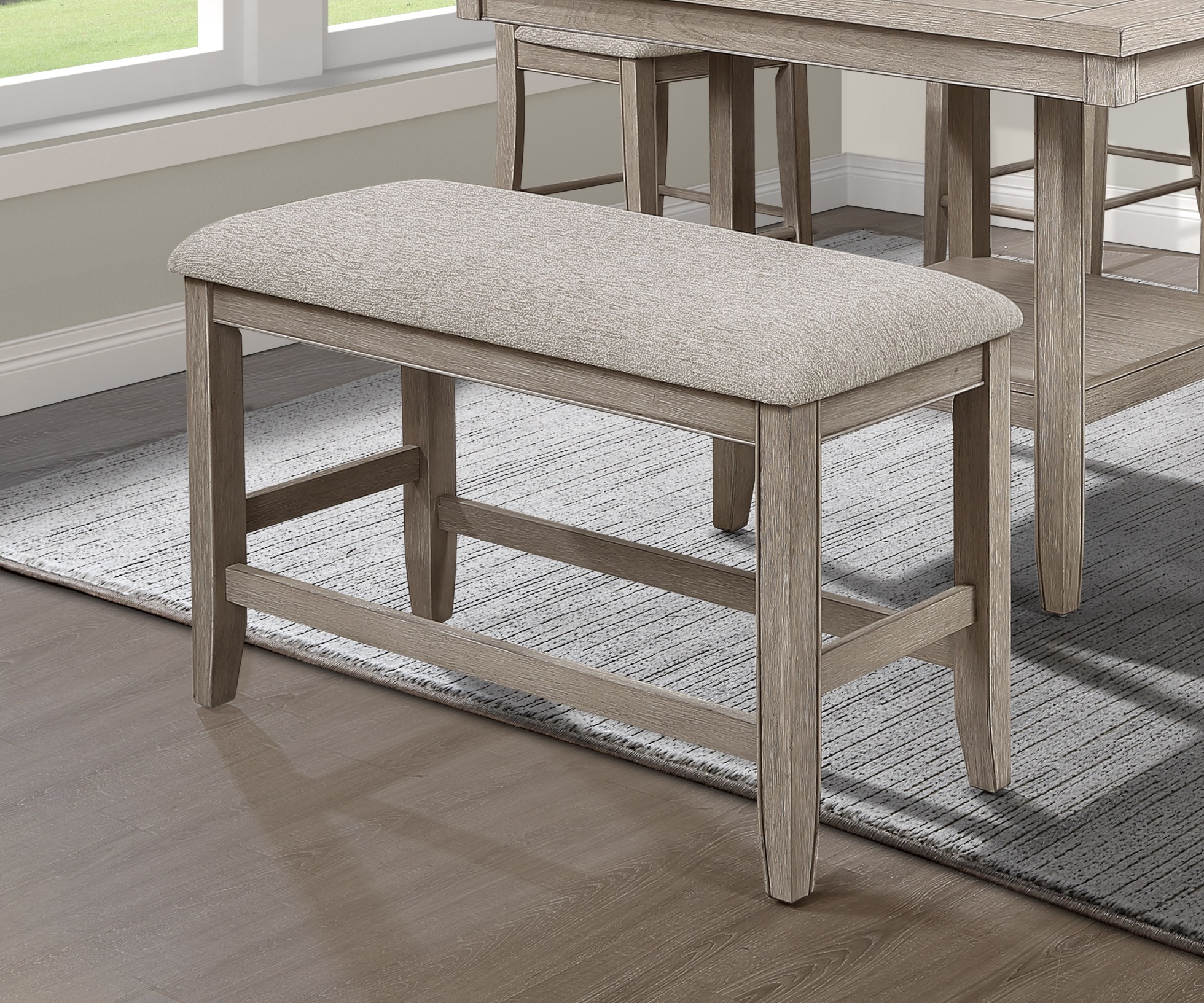 Upholstered Ottoman Entryway Bench, Farmhouse Rectangular Counter ...