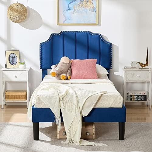Upholstered Platform Bed Frame for ,Girls,Boys,with Tufted Adjustable ...