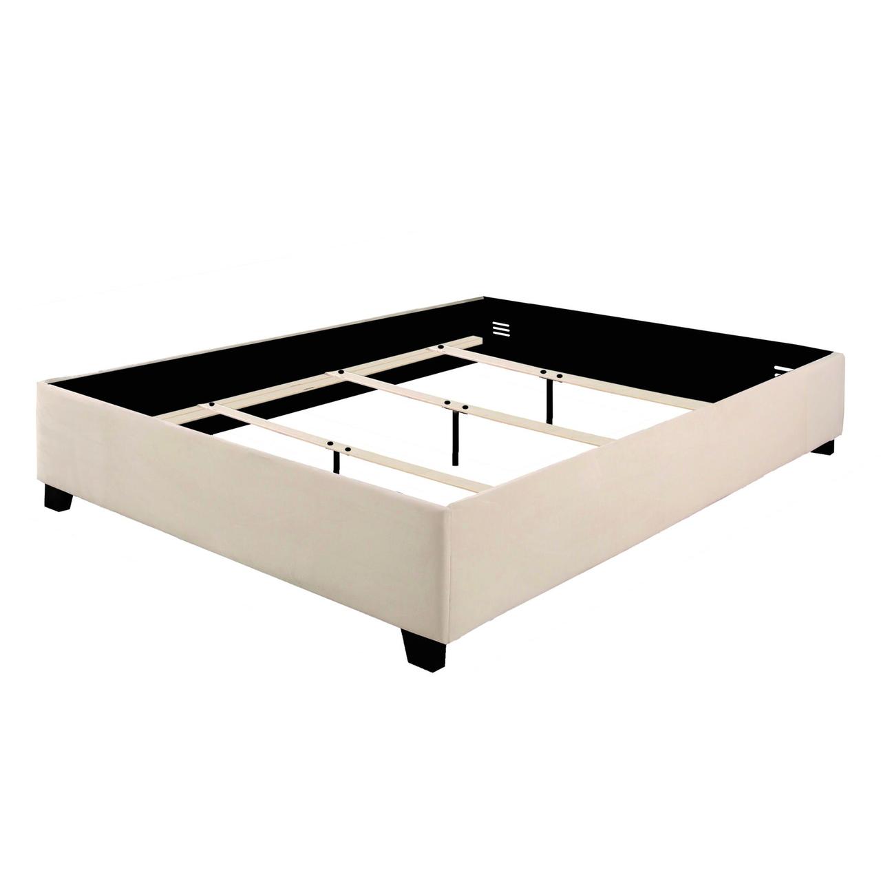 King Size Upholstery Bedroom Ivory Bed Frame, Polyester Blend with ...