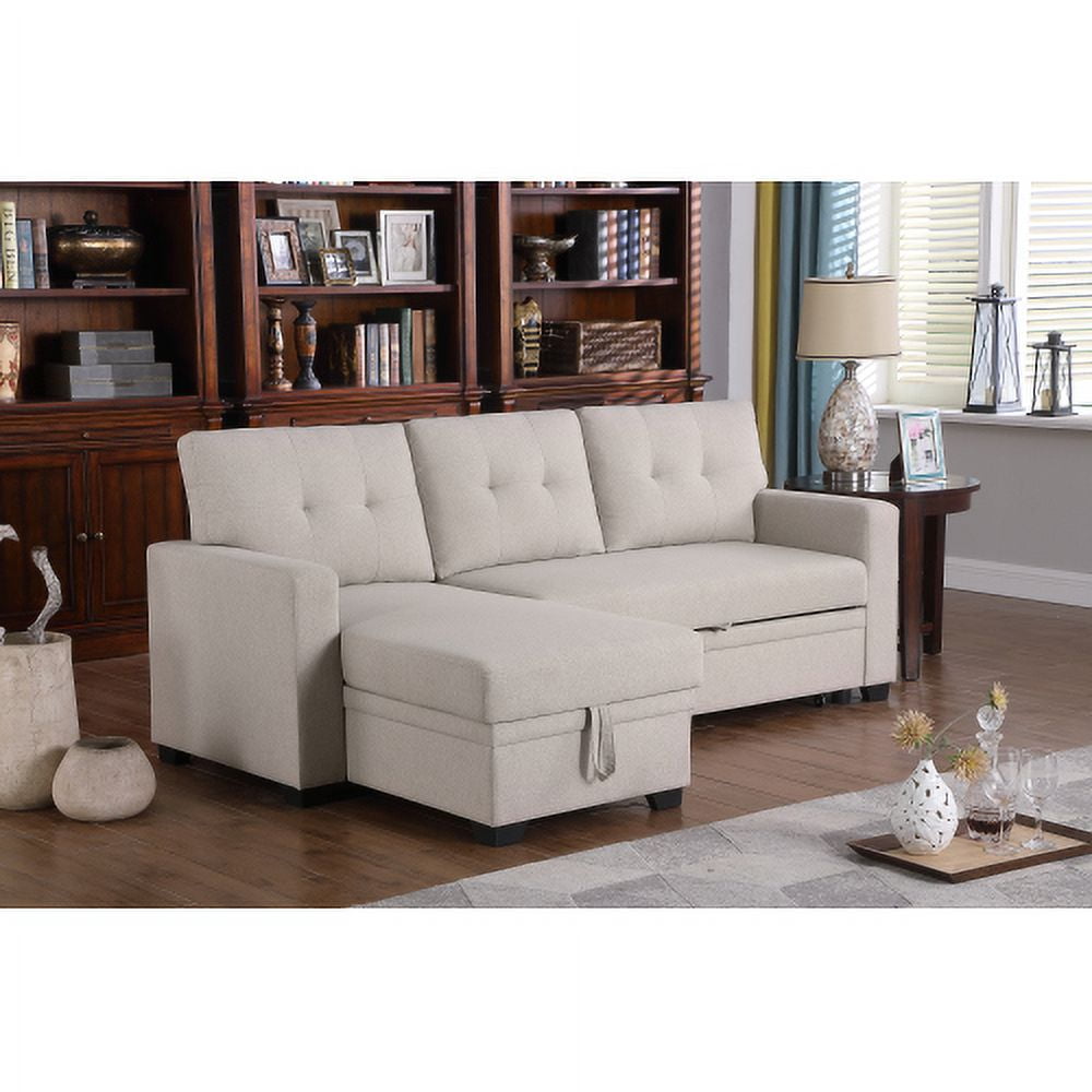 Upholstered Pull out Sectional Sofa with Chaise - Walmart.com