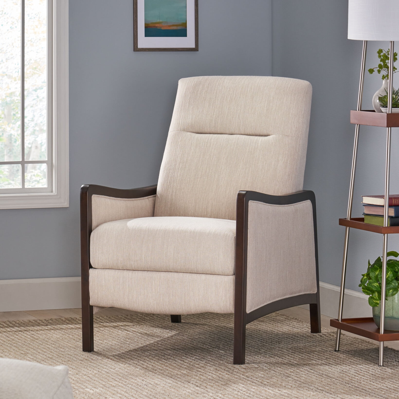 Upholstered Pushback Recliner Chair, Traditional Push Back Recliner ...