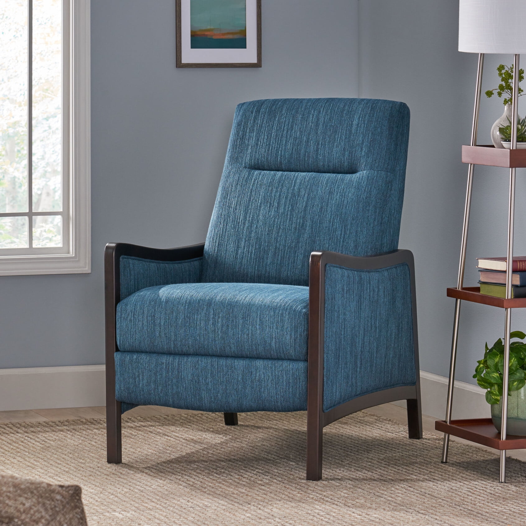 Upholstered Pushback Recliner Chair, Traditional Push Back Recliner ...