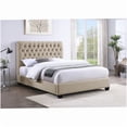 Upholstered Queen Bed Frame, Wingback Headboard with Button Tufting ...