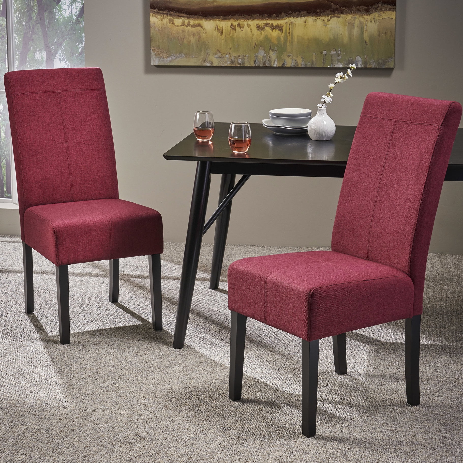 Upholstered Red Dining Chairs (Set of 2) | Add Contemporary Flair to ...