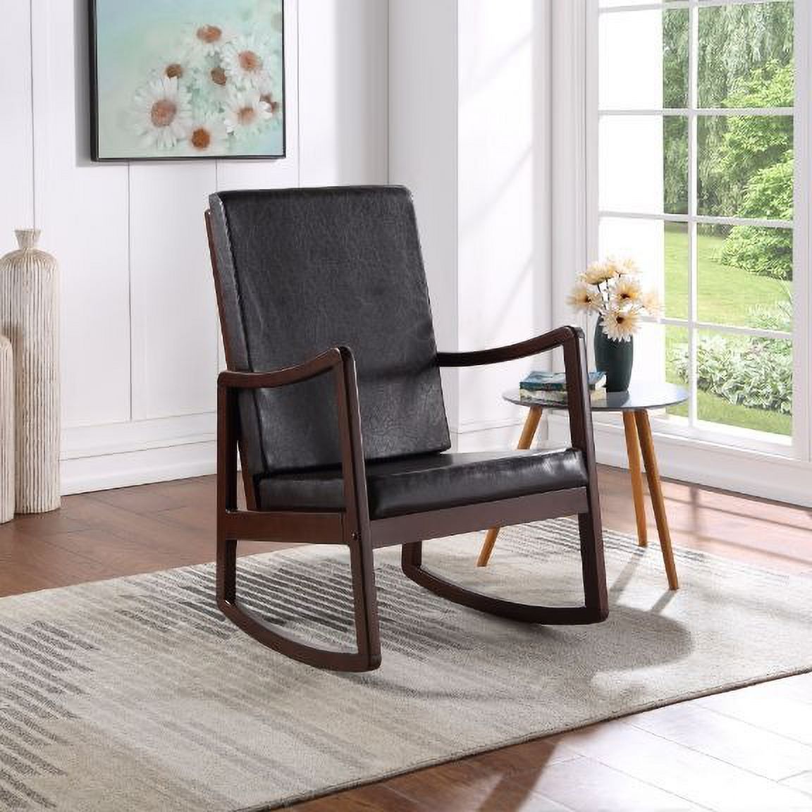 Upholstered Rocking Chair with Armrest, Single Lounge Chair with PU ...