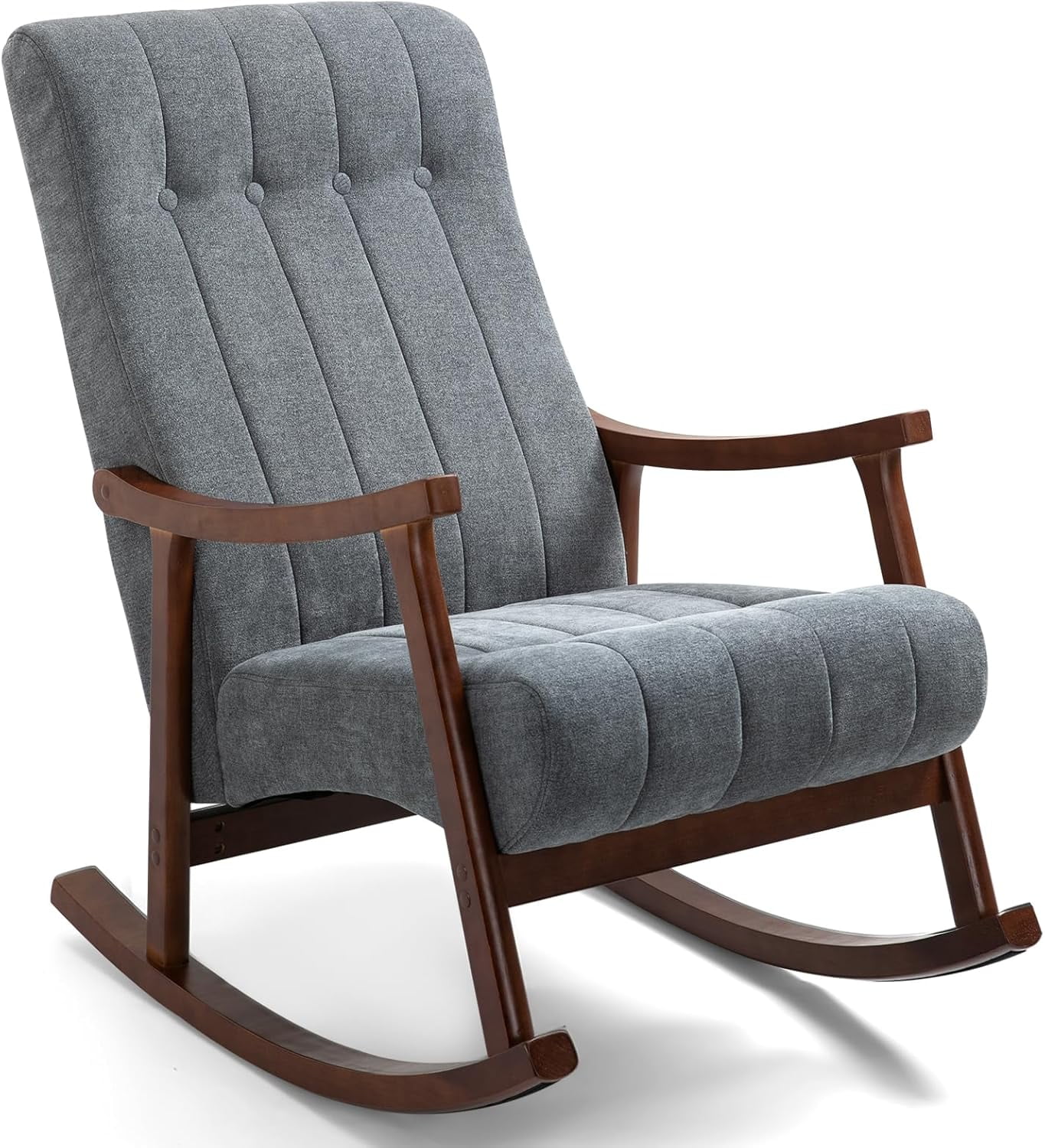 Upholstered Rocking Chair with Fabric Padded Seat,Comfortable Rocker ...