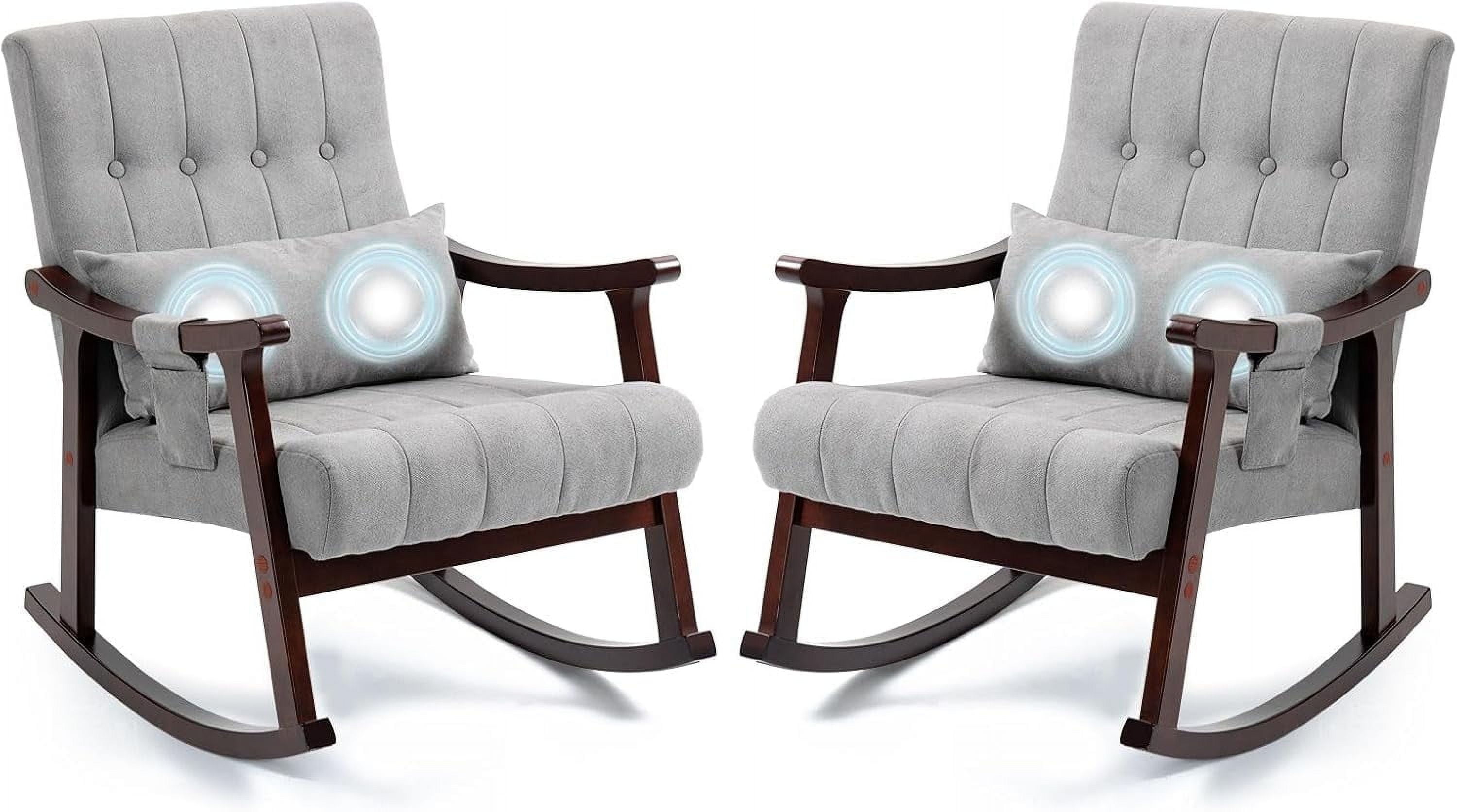 Amoway Upholstered Rocking Chair Glider with Massage Lumbar Support ...