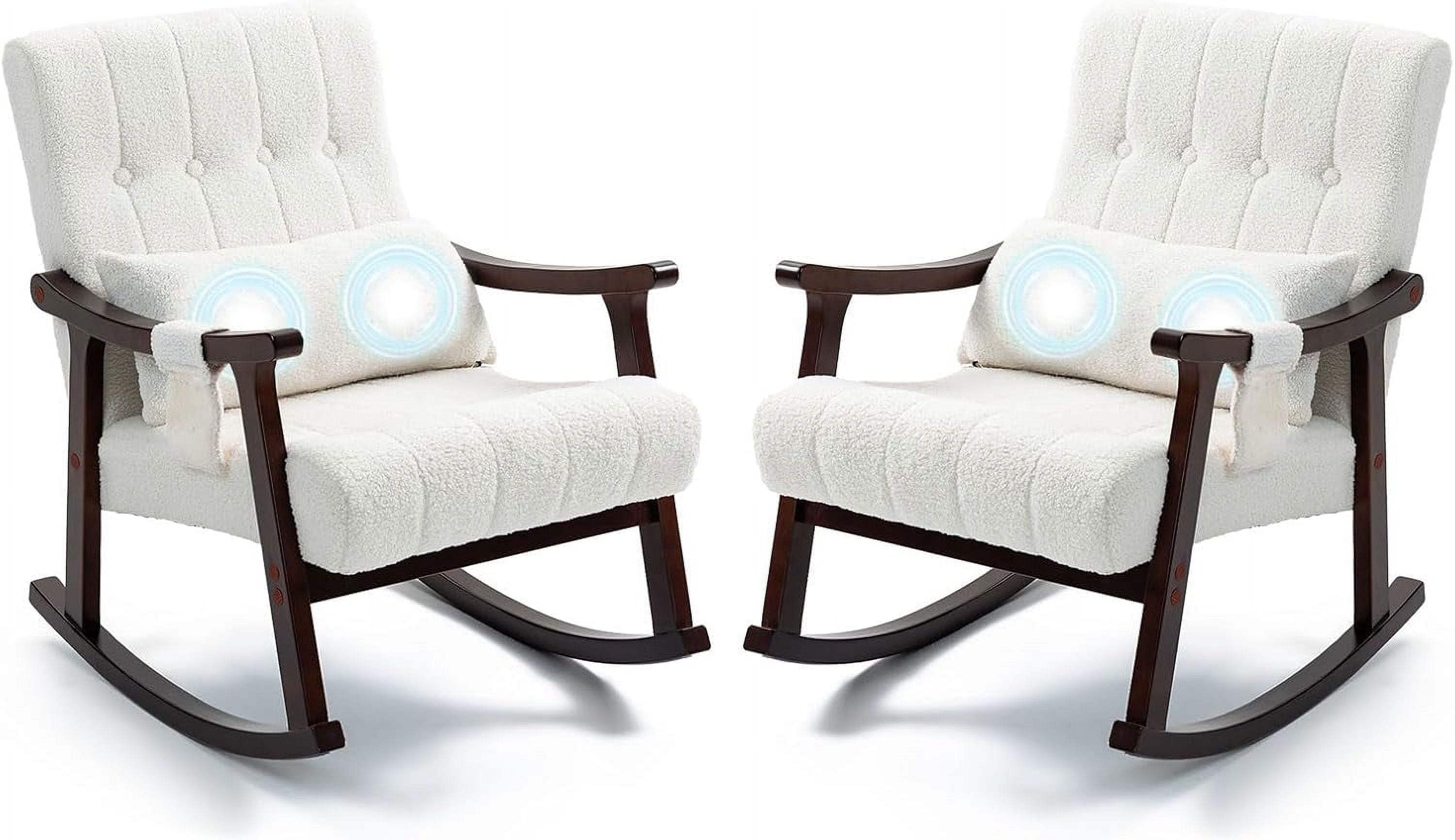 Amoway Upholstered Rocking Chair Glider with Massage Lumbar Support ...