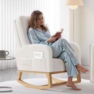 Muumblus Nursery Swivel Glider, Upholstered Maternity Rocker with ...