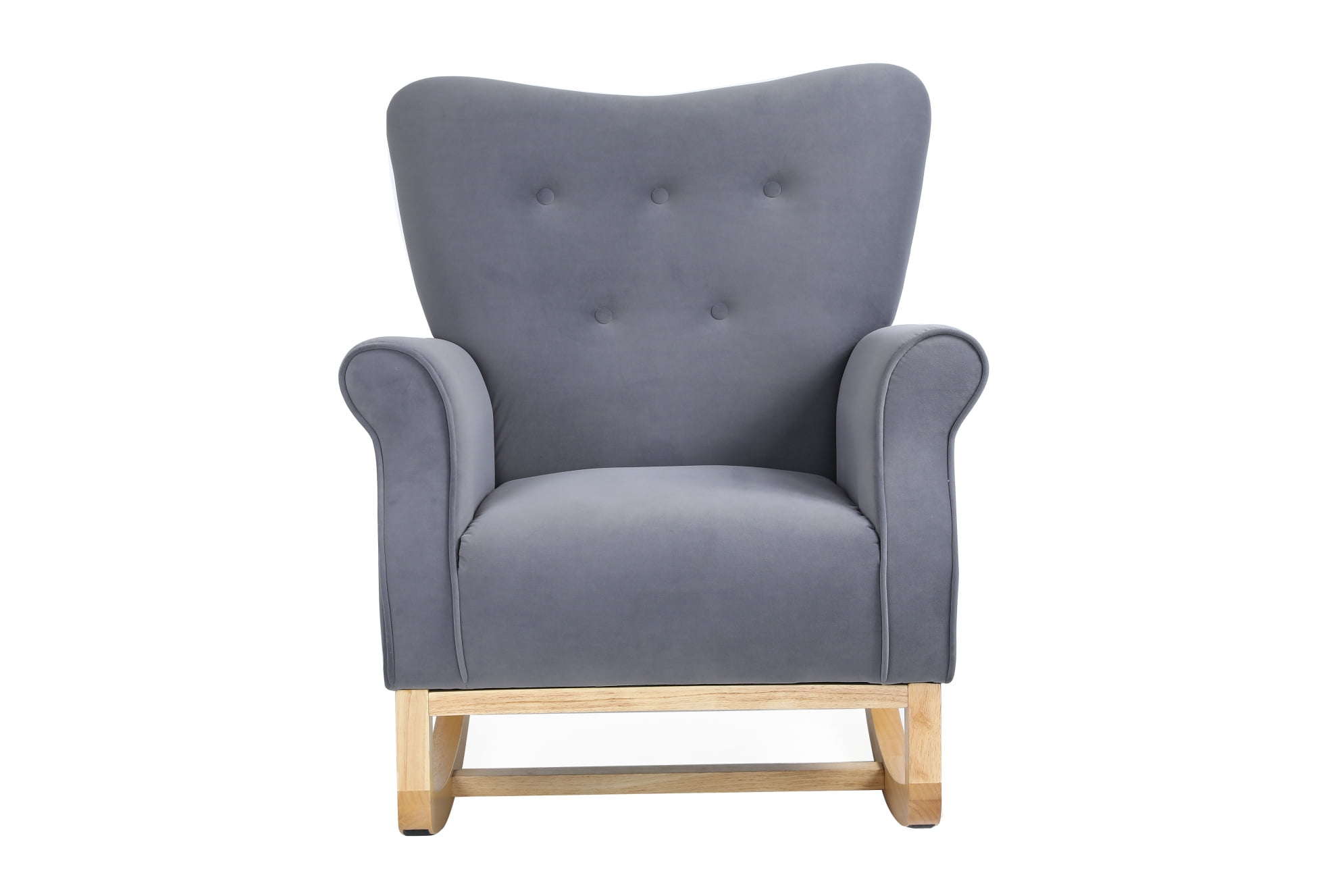 Upholstered Rocking Chair with Rubber Wood Legs, Leisure Reading Chair ...