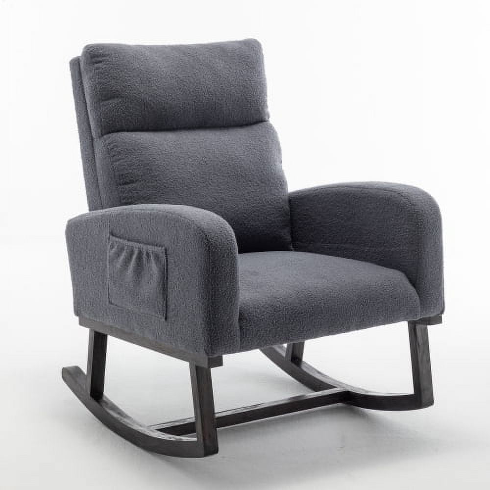 Upholstered Rocking Chair, Teddy Velvet Nursery Rocking Chair, Modern ...
