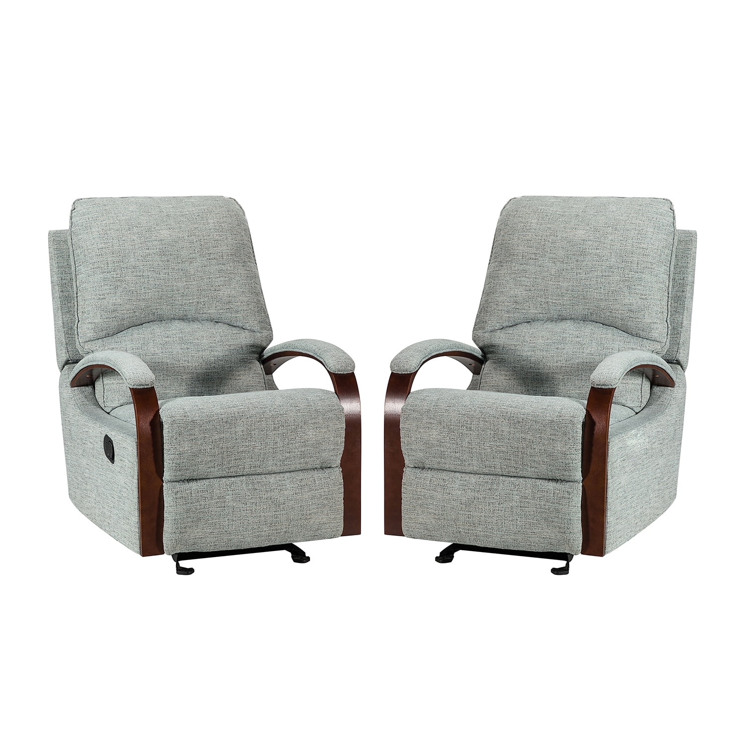 Upholstered Rocking Recliner Chair Set of 2 Metal Base for Home Living ...