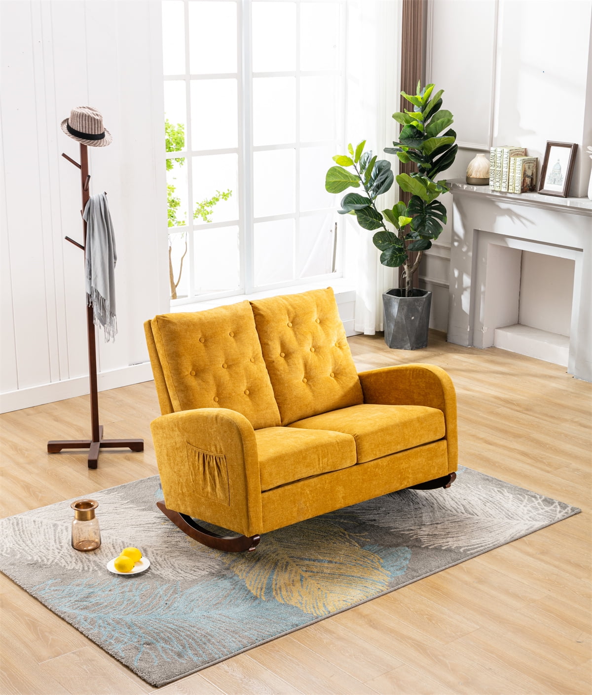 Upholstered Rocking Sofa Chair, Modern Design Rocking Sofa Chair with ...