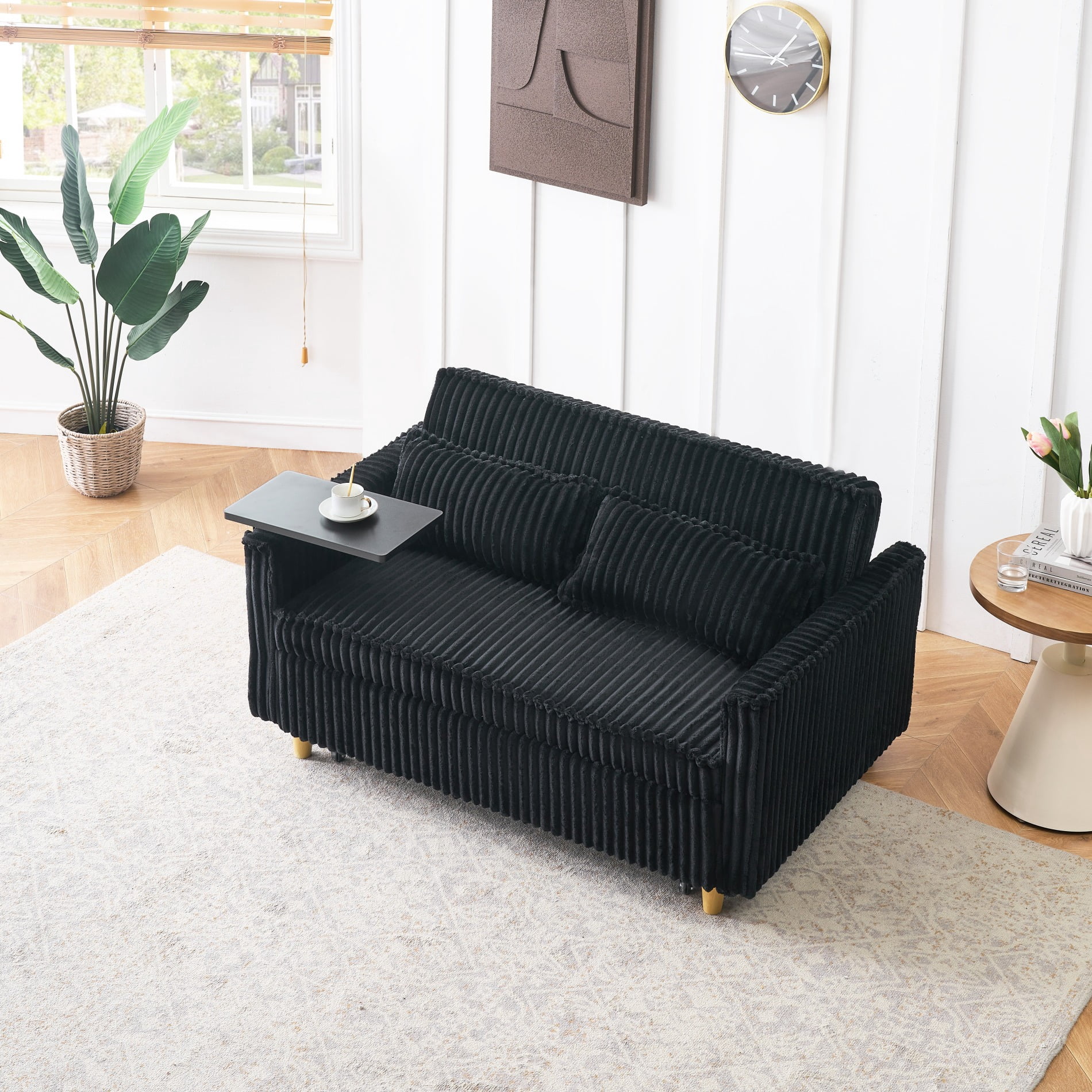 Upholstered Sectional Sofa, 3 in 1 Convertible Pull Out Sofa Bed Couch ...