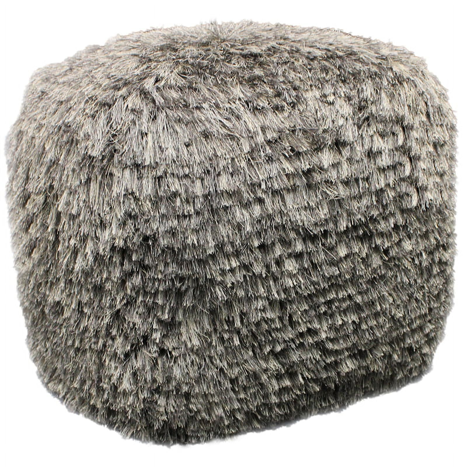 Upholstered Shag Pouf in Gray Fabric - Walmart.com