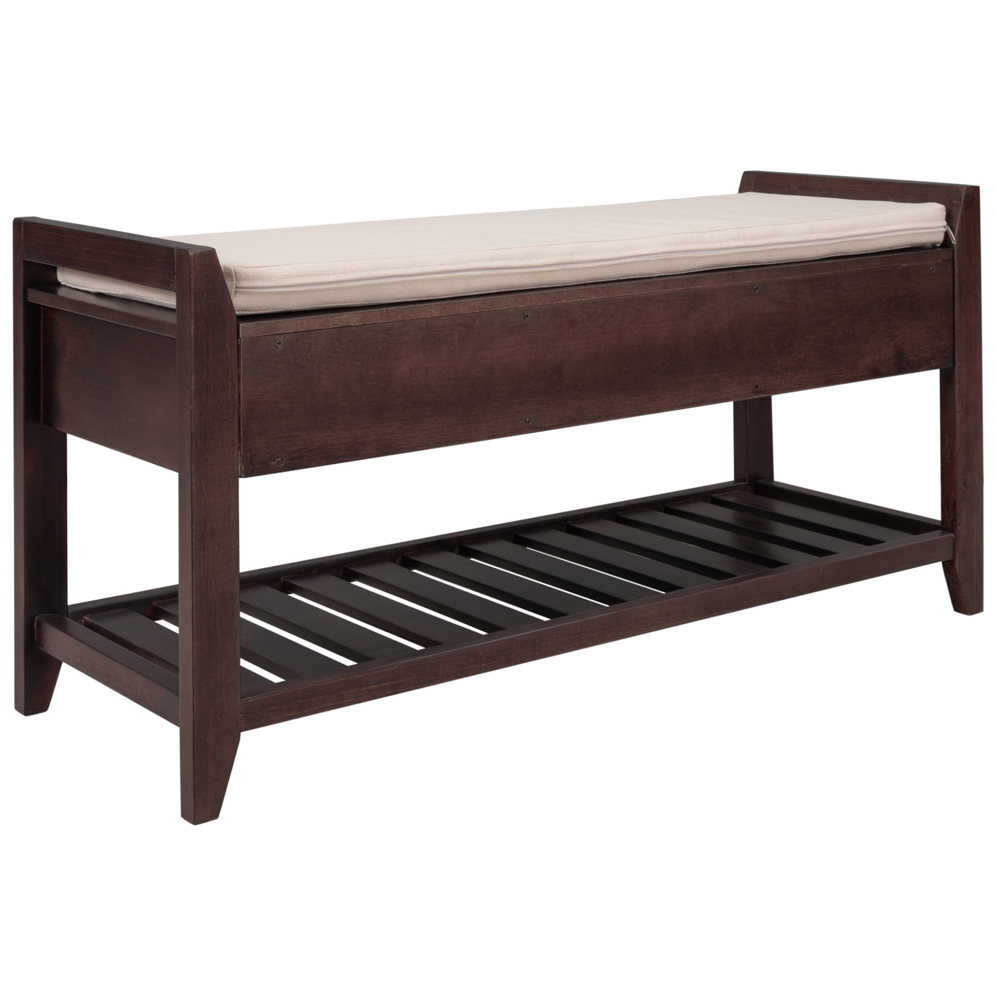 Upholstered Shoe Rack Bench with Cushioned Seat, Storage Drawers and ...