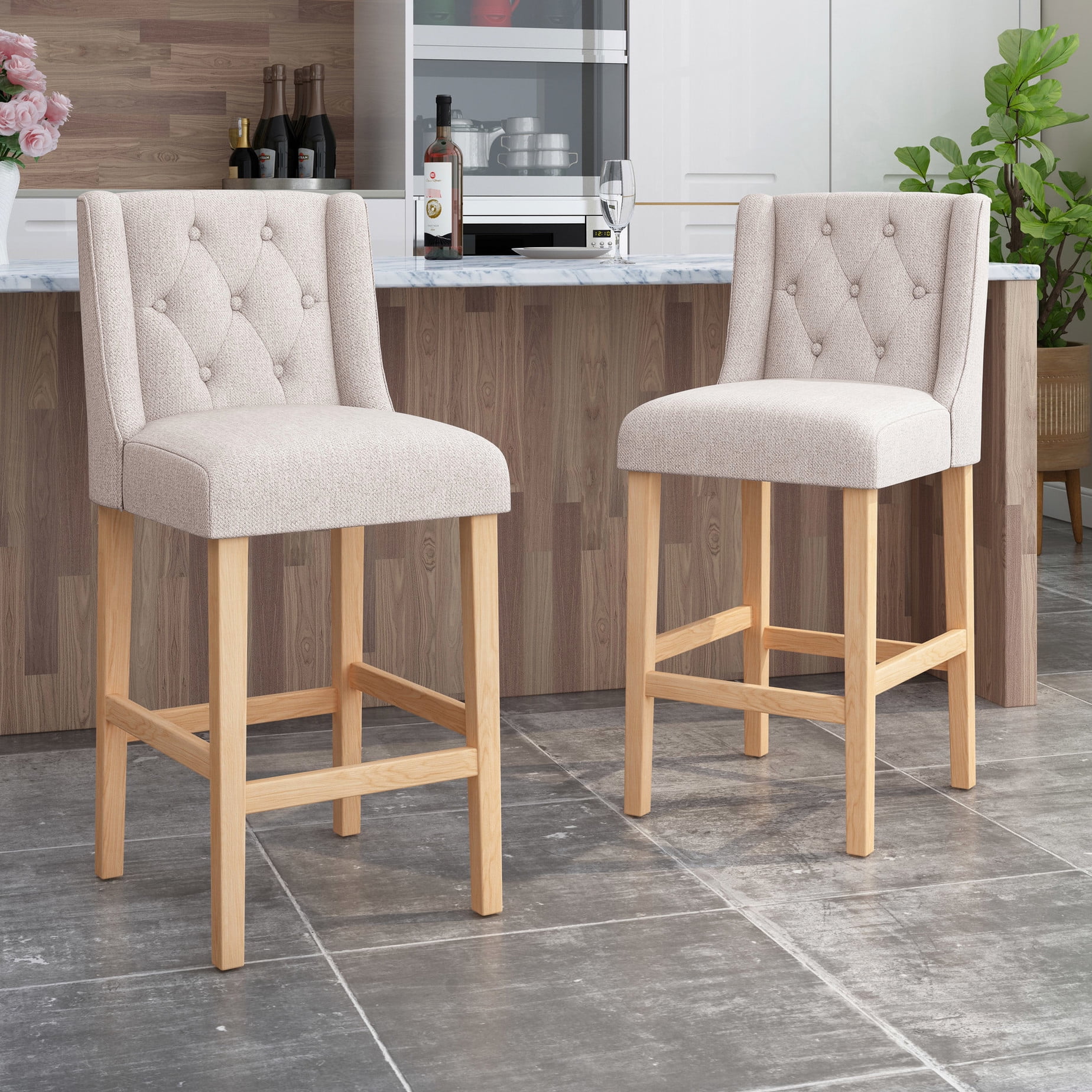 Upholstered Stools / Rubberwood Legs, 19.82 lb Weight / Ensure ...