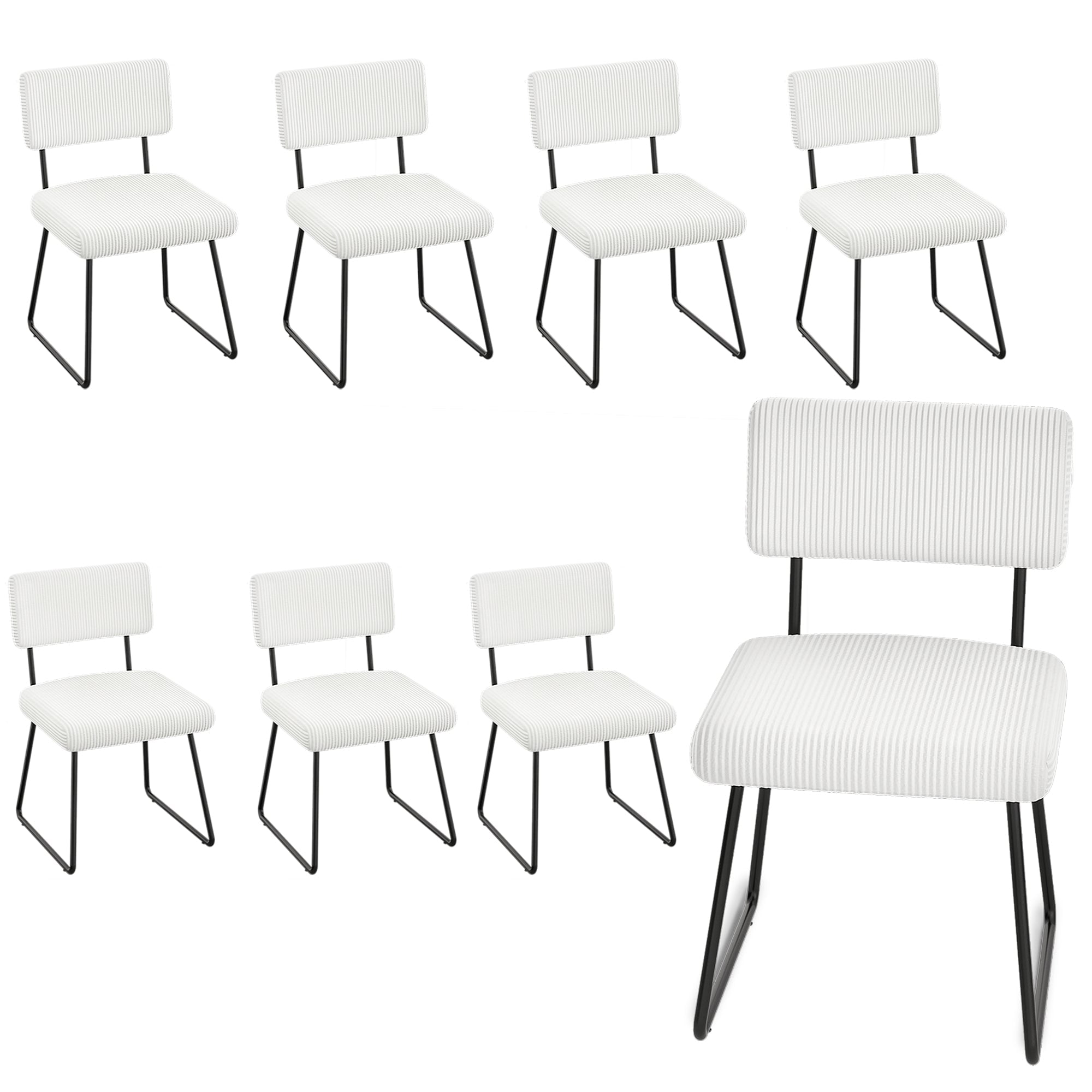 Upholstered Striped Dining Chairs Set of 8, Velvet Vanity Chair, Modern ...