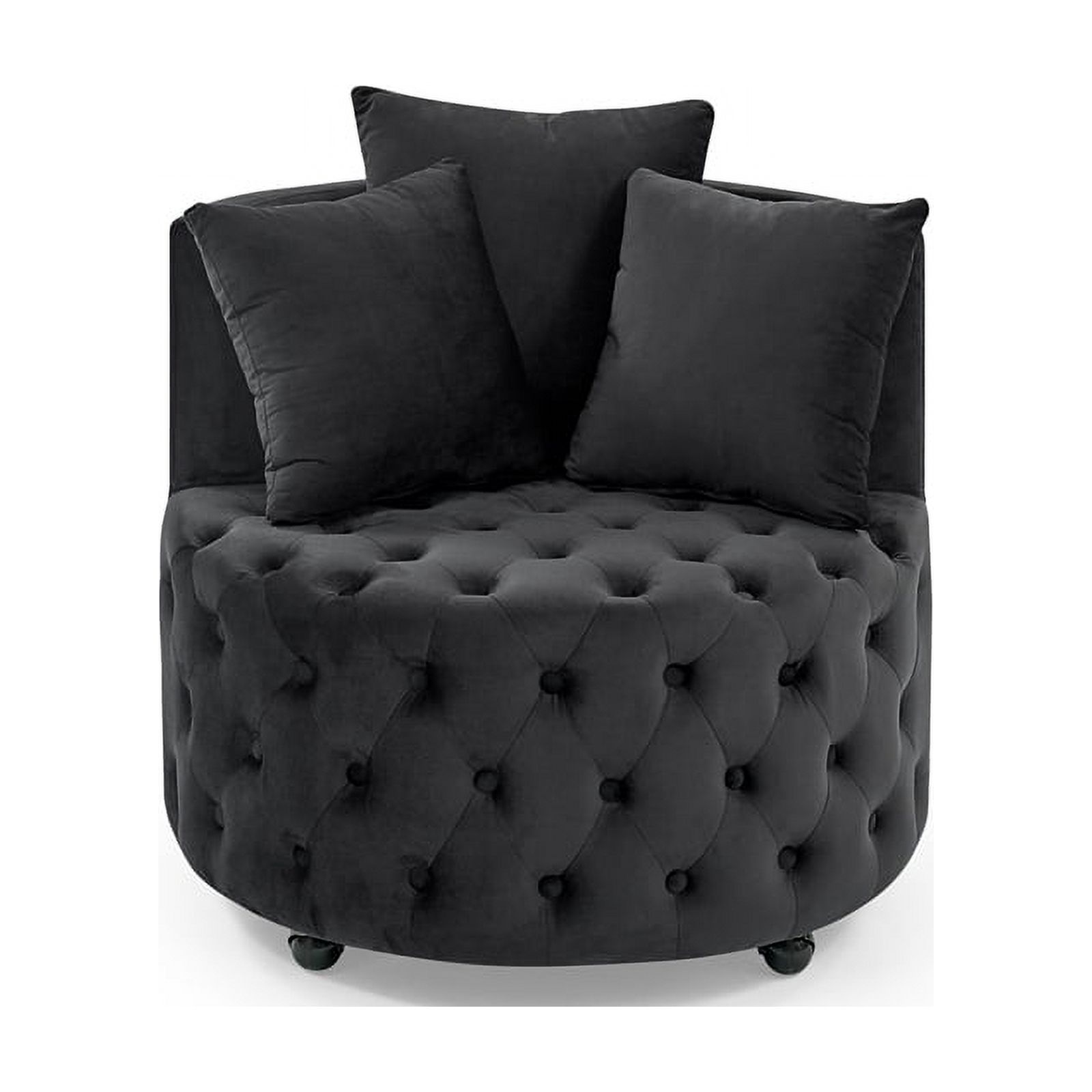 Upholstered Swivel Chair with Button Tufted Design, Comfy Corner Chair ...