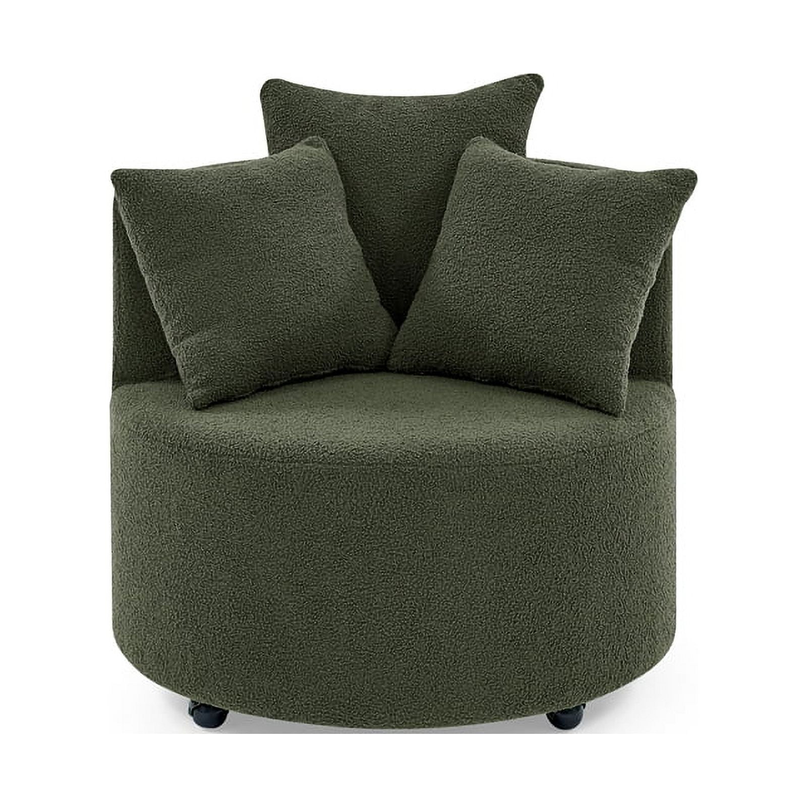 Upholstered Swivel Chair with Round-Shaped Design, Comfy Corner Chair ...