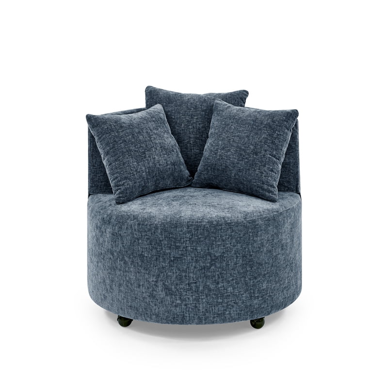 Upholstered Swivel Chair with Round-Shaped Design, Comfy Corner Chair ...