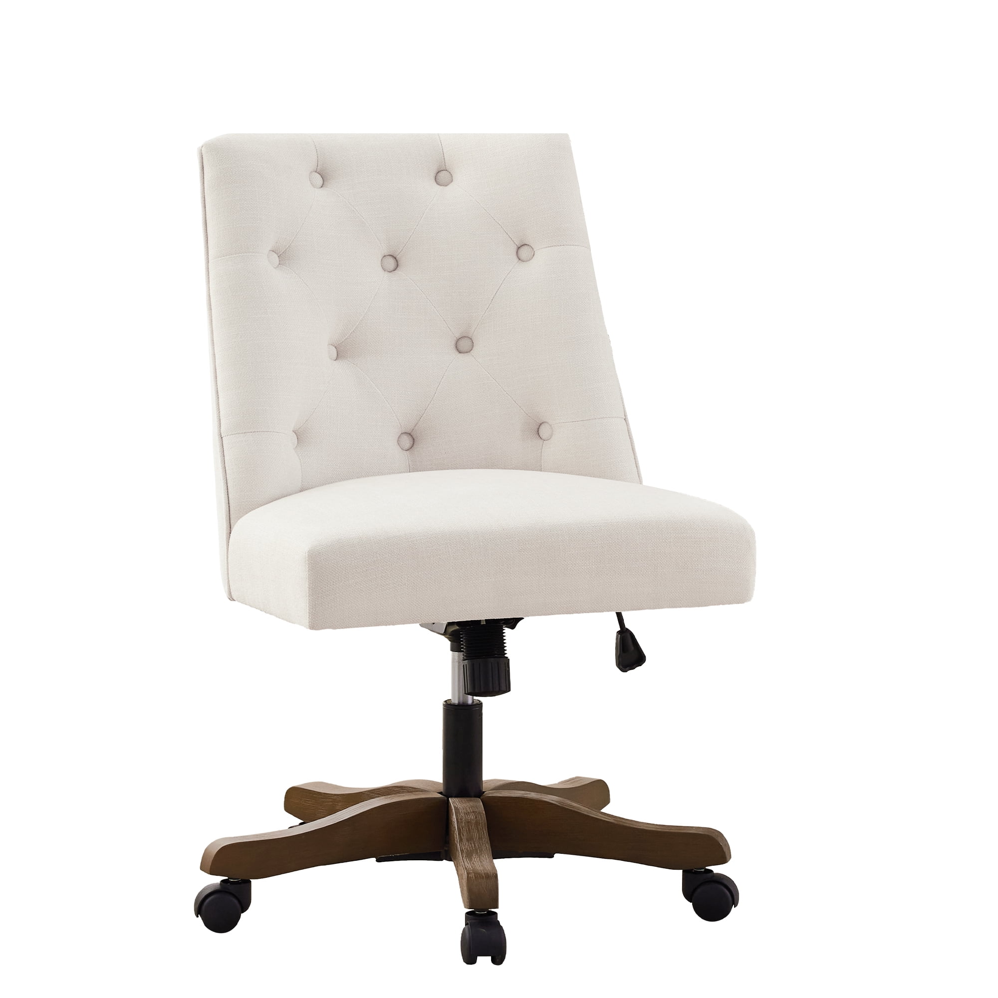 Upholstered Swivel Desk Chair, Armless Home Office Chair, Chenille ...