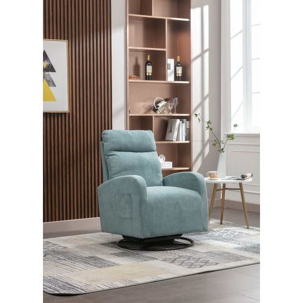 Upholstered Swivel Glider.Rocking Chair for Nursery in Light Blue ...