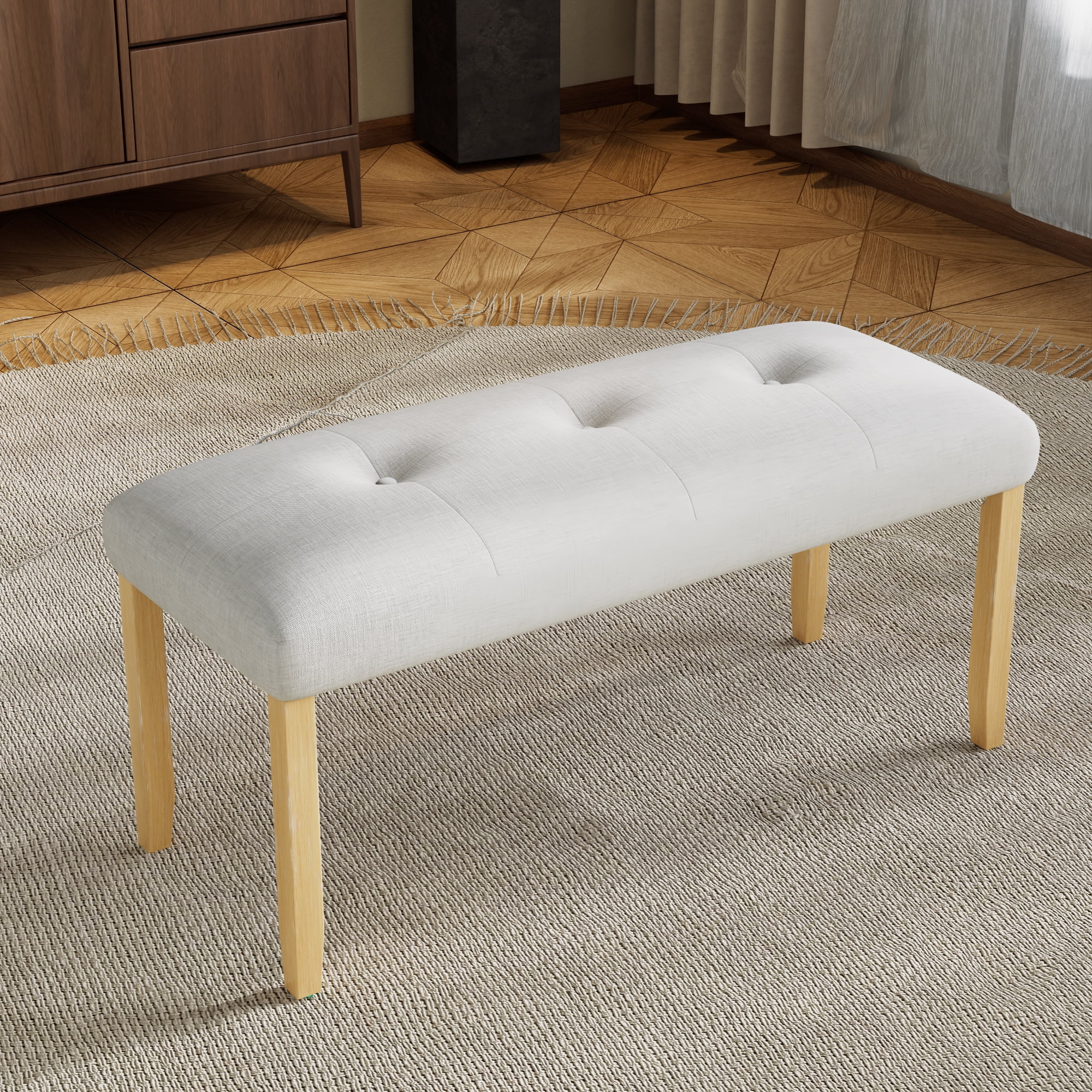 Upholstered Tufted Bench, Modern Bedroom Benches Upholstered Dining ...