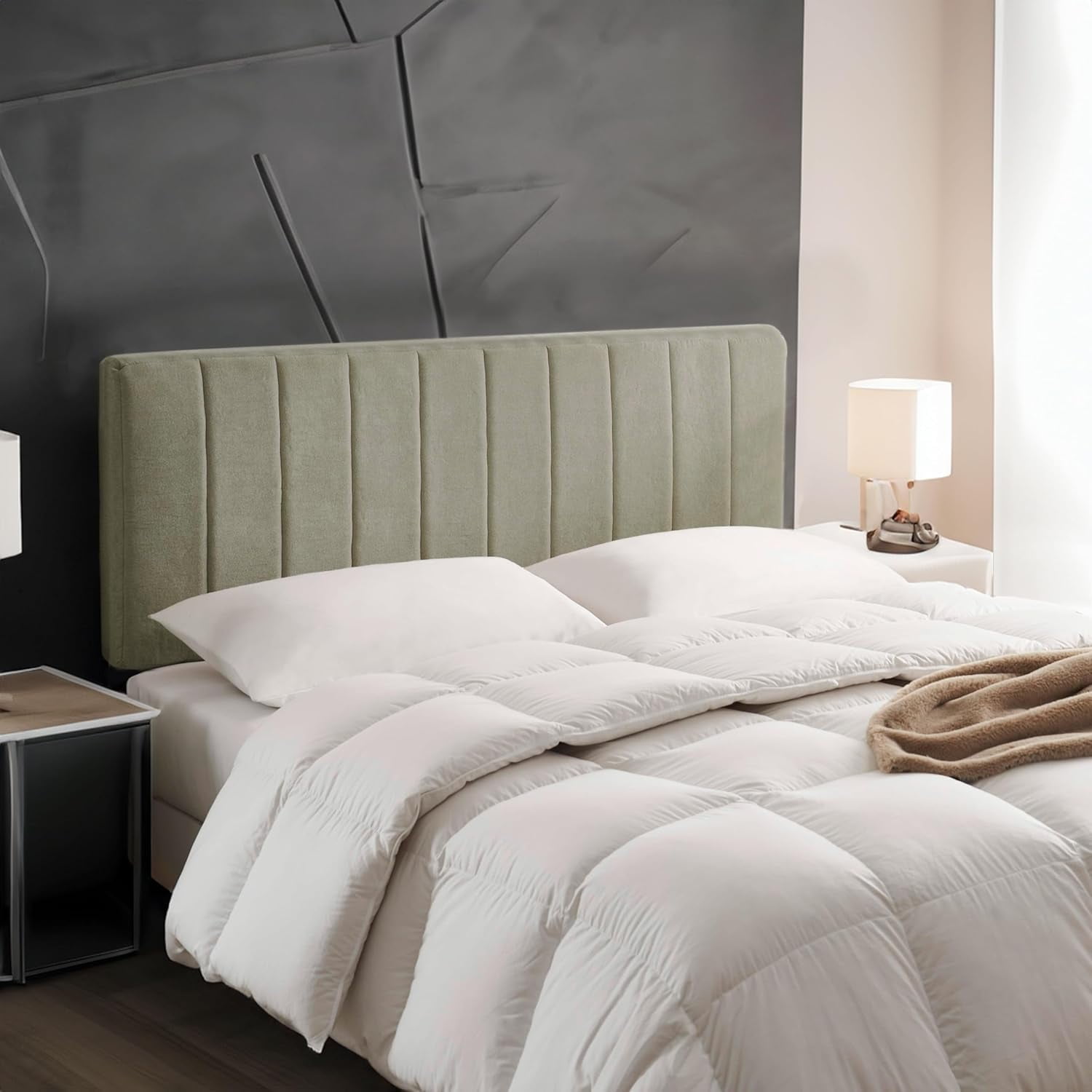 Upholstered Twin Headboard - Easy Assemble Channel Stitched Headboard ...