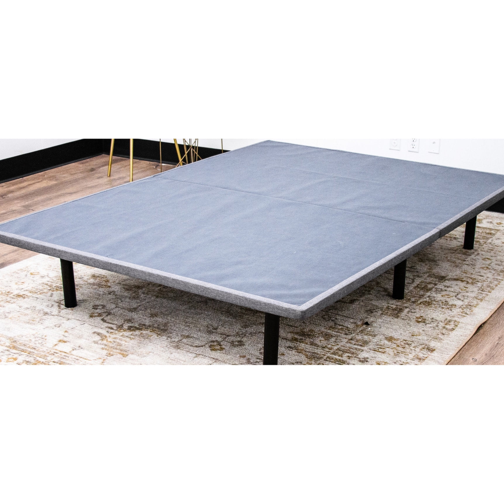 Upholstered Twin XL Platform / Black + Gray, No Tools Needed for ...