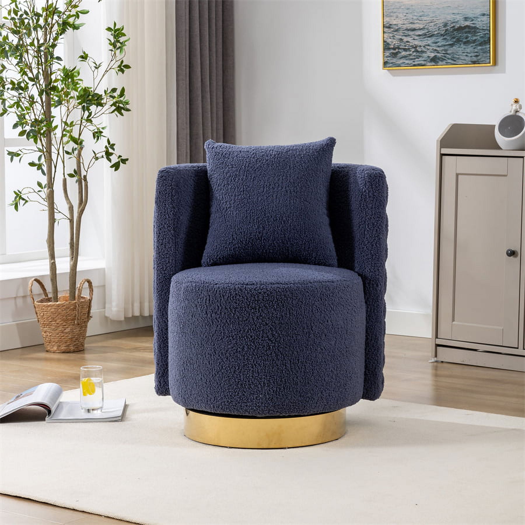 Upholstered Vanity Stool, Modern Curved Tufted Back Chair With Gold ...