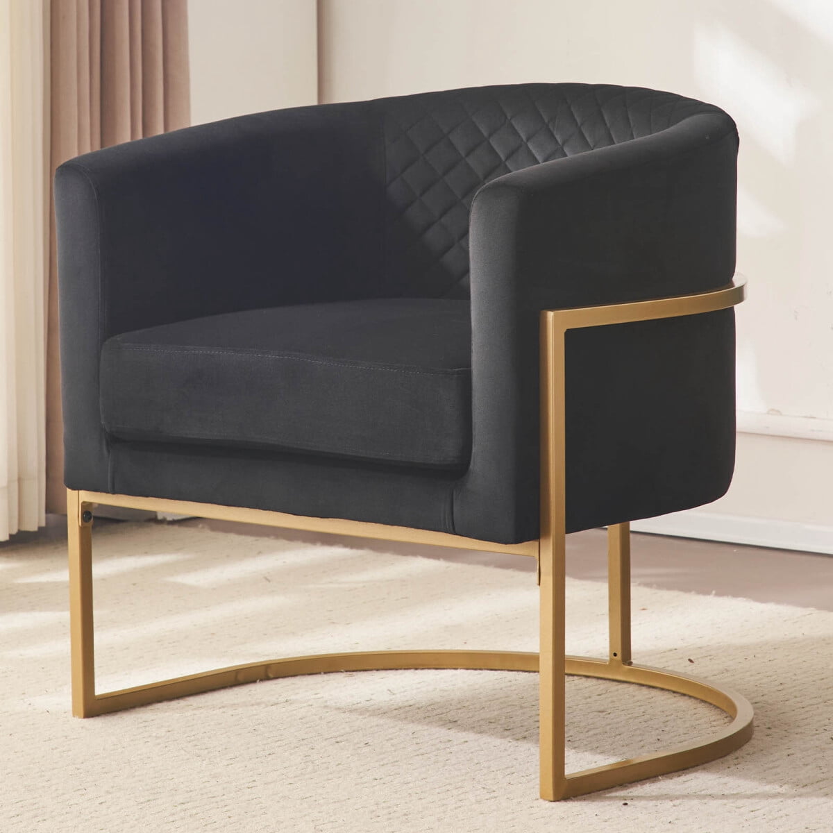 Upholstered Velvet Chair, Medieval Lounge Chair with Curved Backrest ...