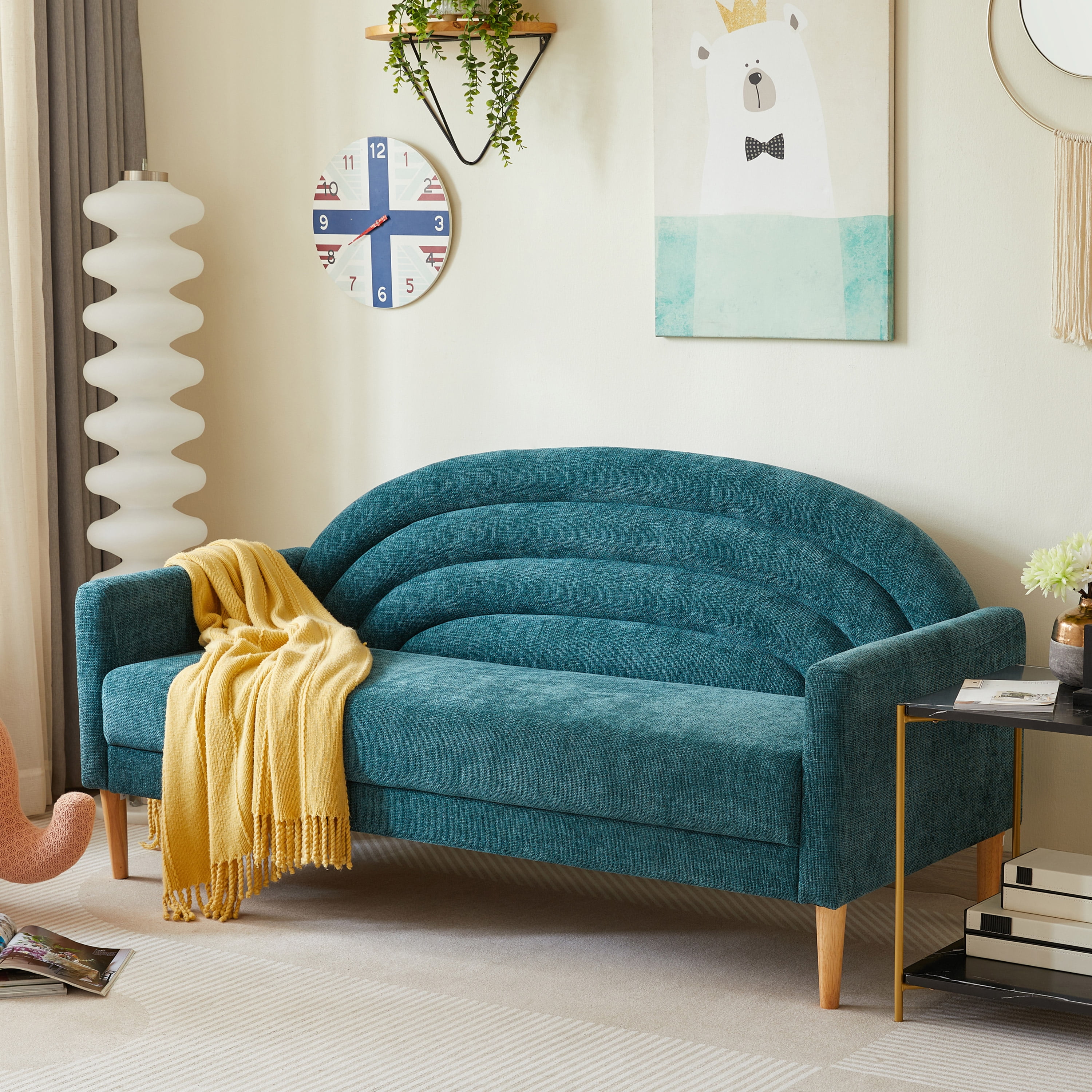 Upholstered Vibrant Rainbow Design, Premium Loveseat, Three-Seater Sofa ...