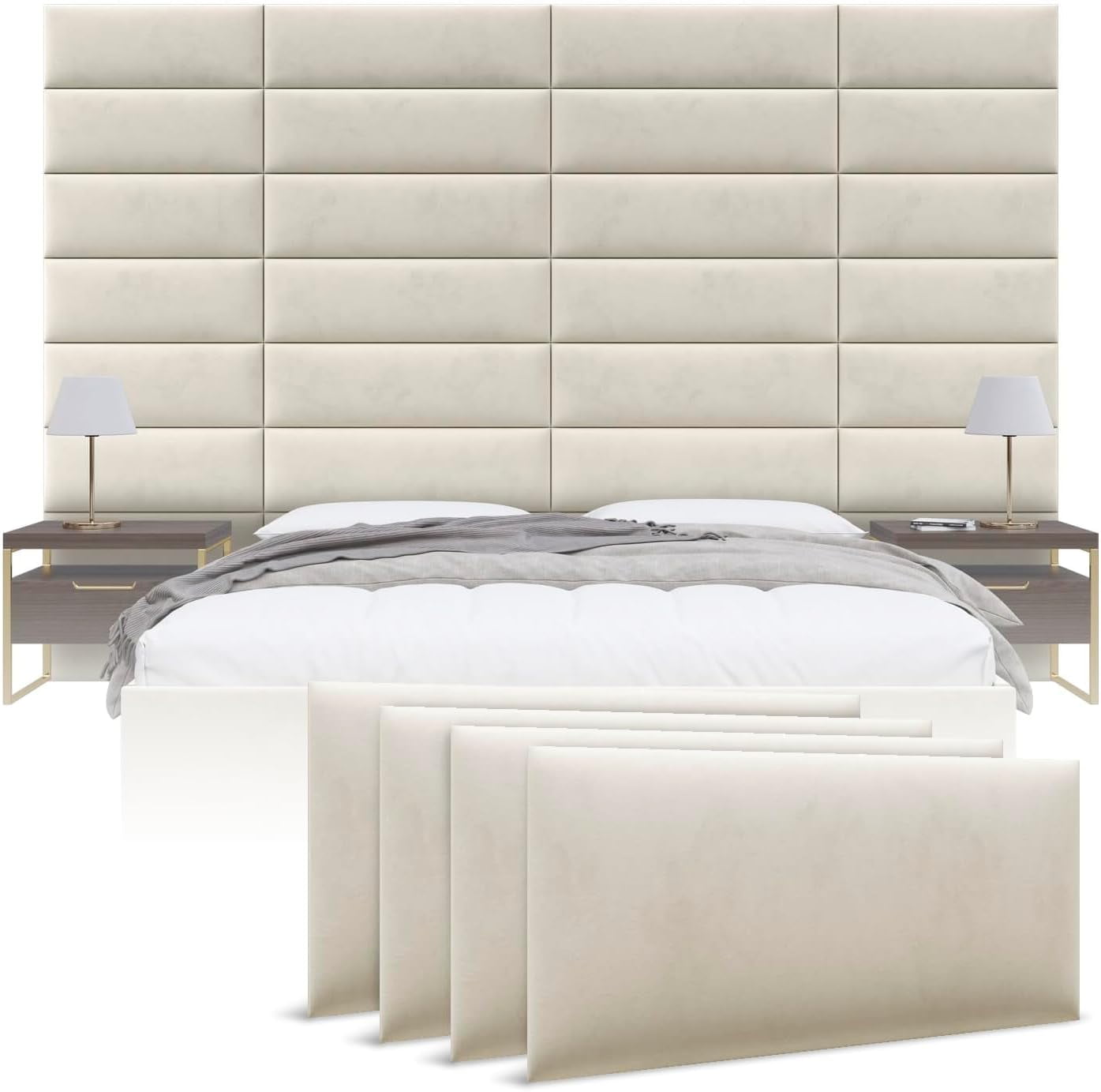 Upholstered Wall Mounted Panels, Padded & Tufted Floating Headboard ...