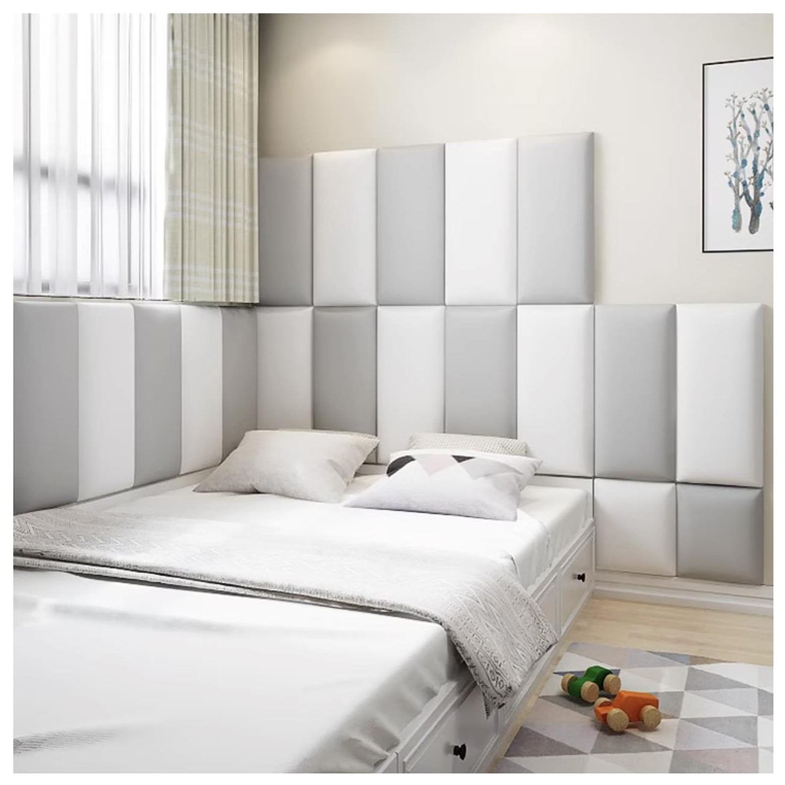Upholstered Wall Panels, 3D Anti-Collision Wall Padding,Peel and Stick ...