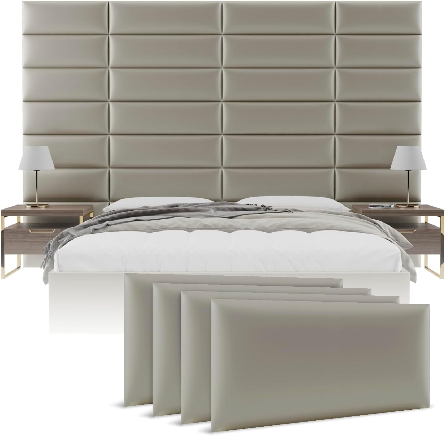 Upholstered Wall Panels - King/Cal King Size Wall Mounted Headboards ...