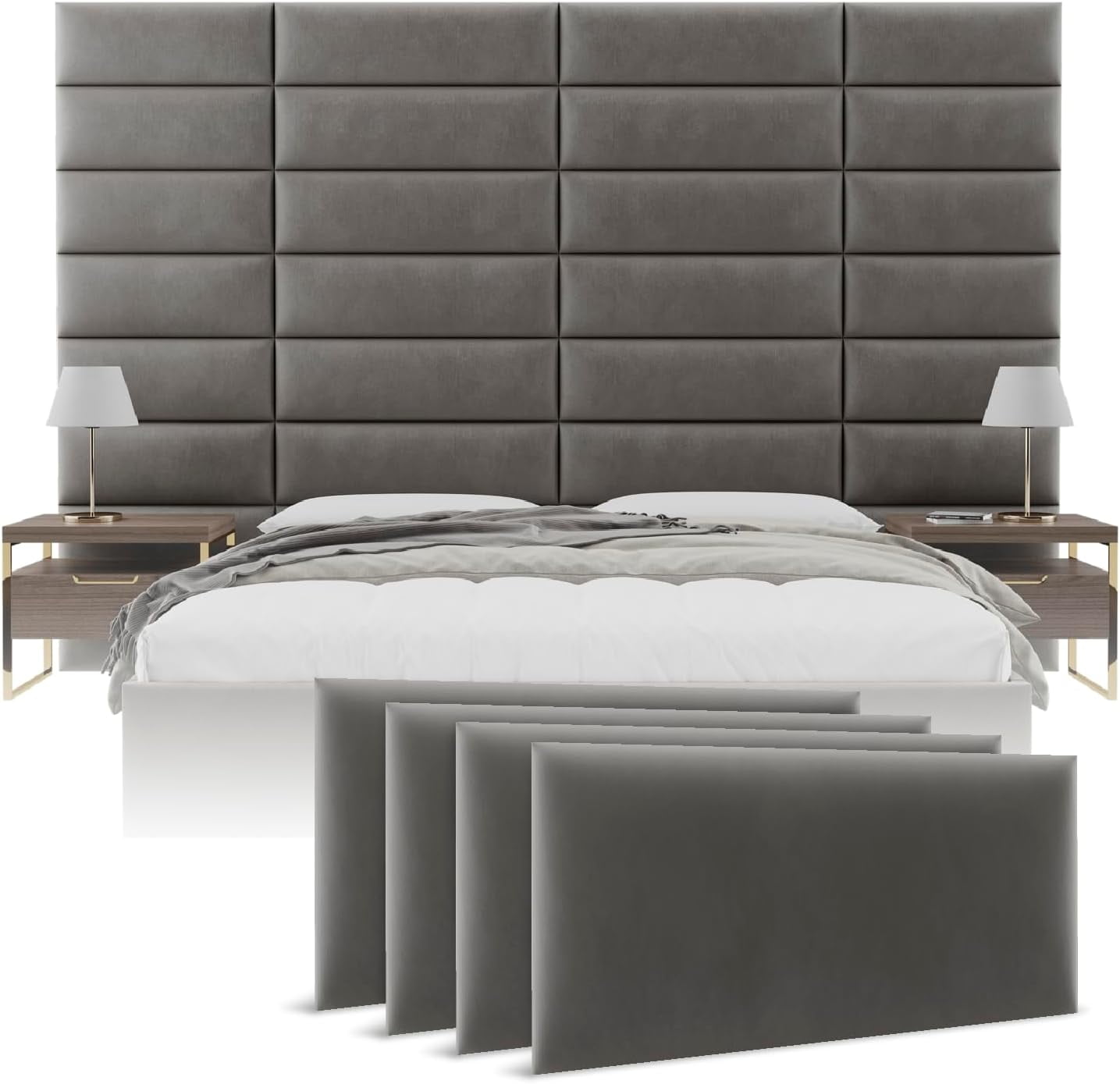 Upholstered Wall Panels - King/Cal King Size Wall Mounted Headboards ...
