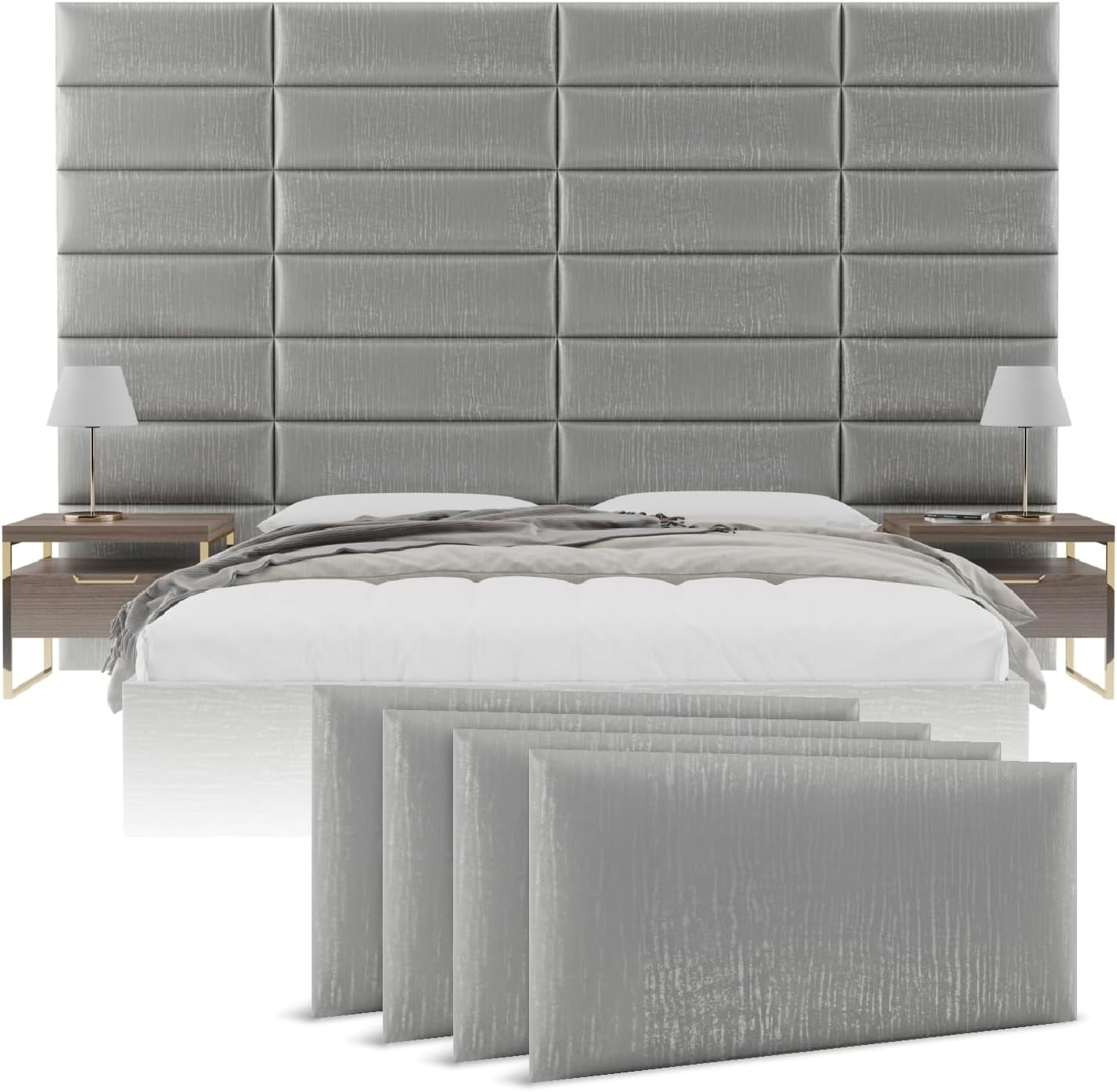 Upholstered Wall Panels - Queen/Full Size Wall Mounted Headboards ...