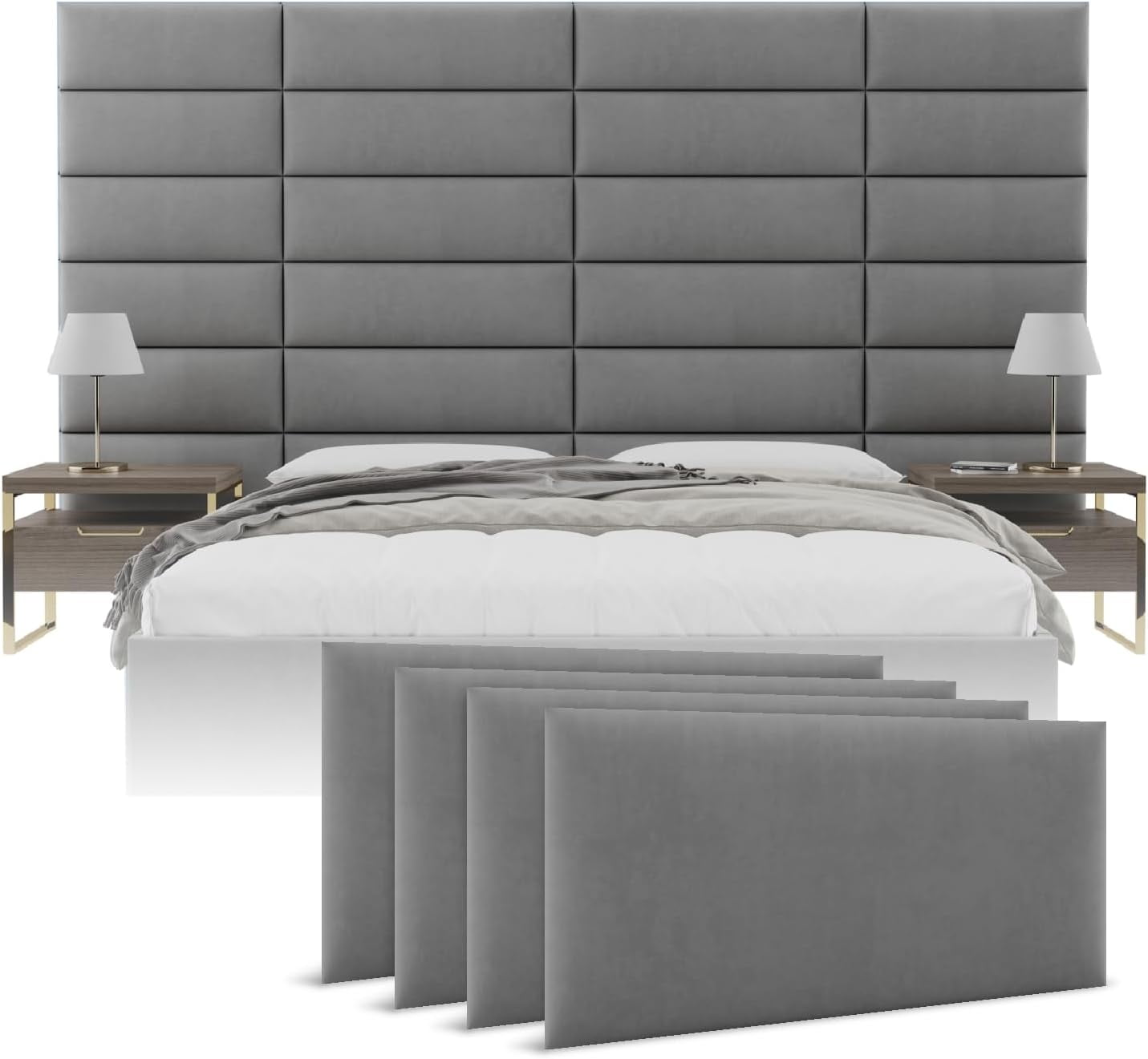 Upholstered Wall Panels - Queen/Full Size Wall Mounted Headboards ...