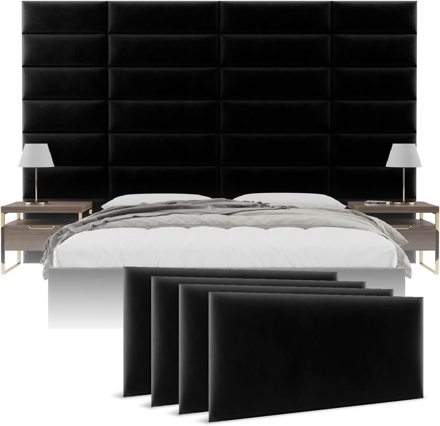 Upholstered Wall Panels - Queen/Full Size Wall Mounted Headboards ...