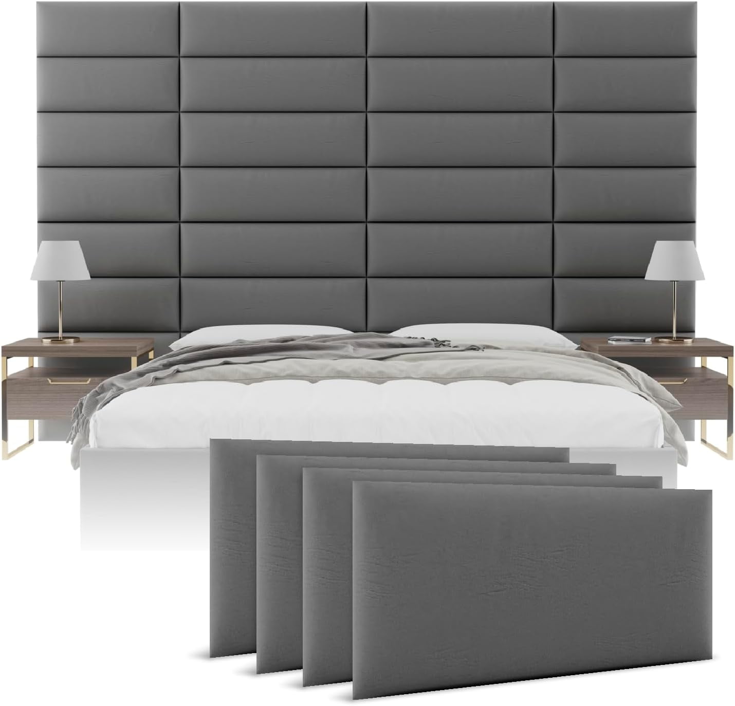 Upholstered Wall Panels - Queen/Full Size Wall Mounted Headboards ...