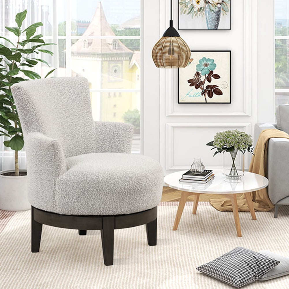 Upholstered Wingback 360 Degree Swivel Chair With Durable Rubberwood ...
