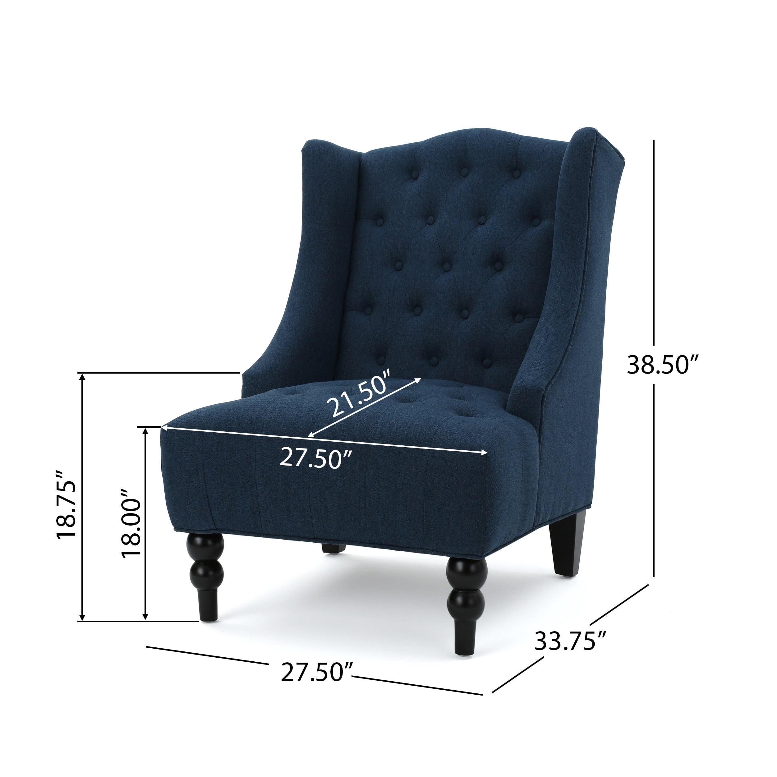 Upholstered Wingback Chair Navy Blue - Walmart.com