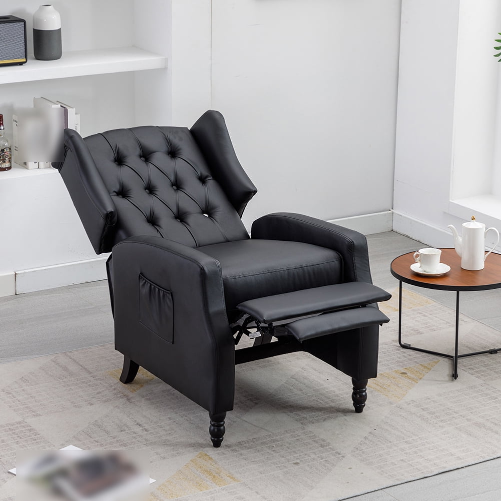 Upholstered Wingback Recliner Chair, Linen Fabric Recliner Sofa Chairs ...
