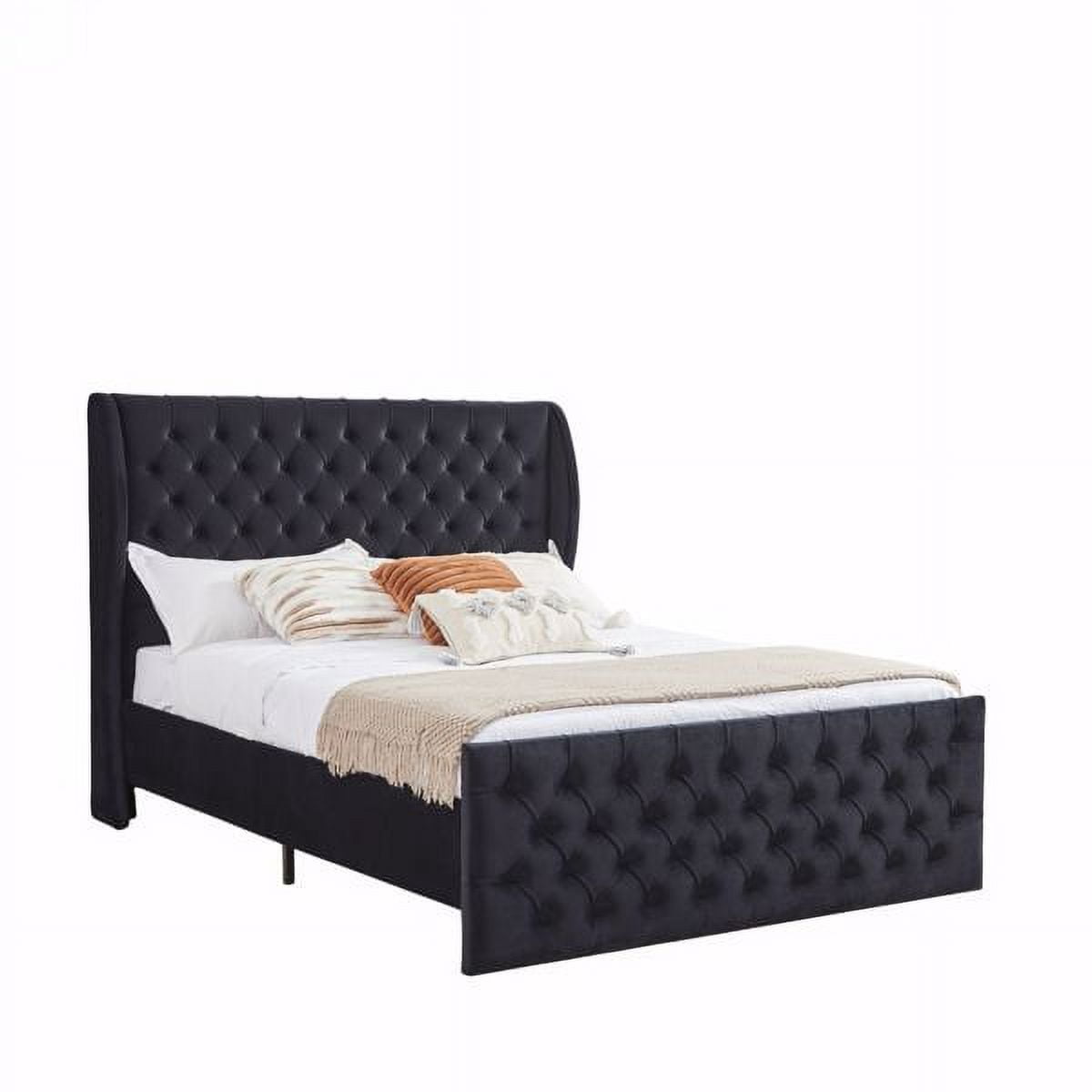 Upholstered wingback velvet fabric Chesterfield bed/button tufted ...