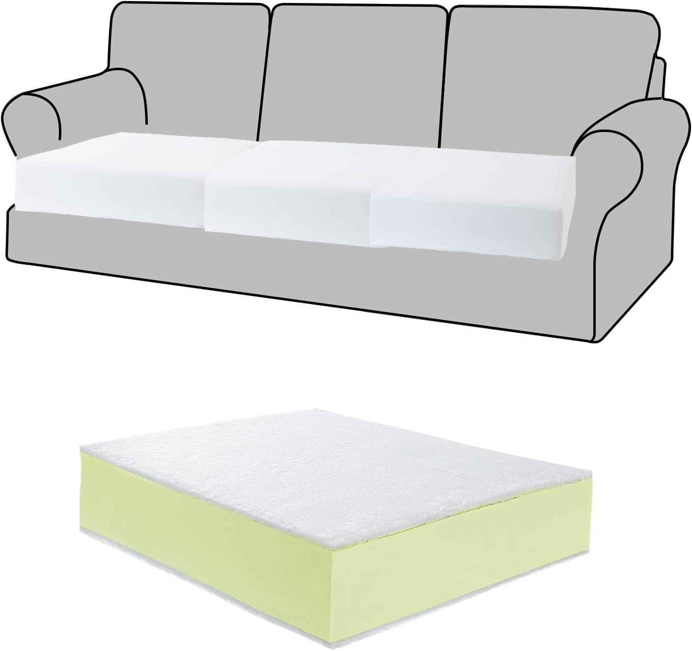 Upholstery Foam Padding with Polyester Batting, High Density Couch ...