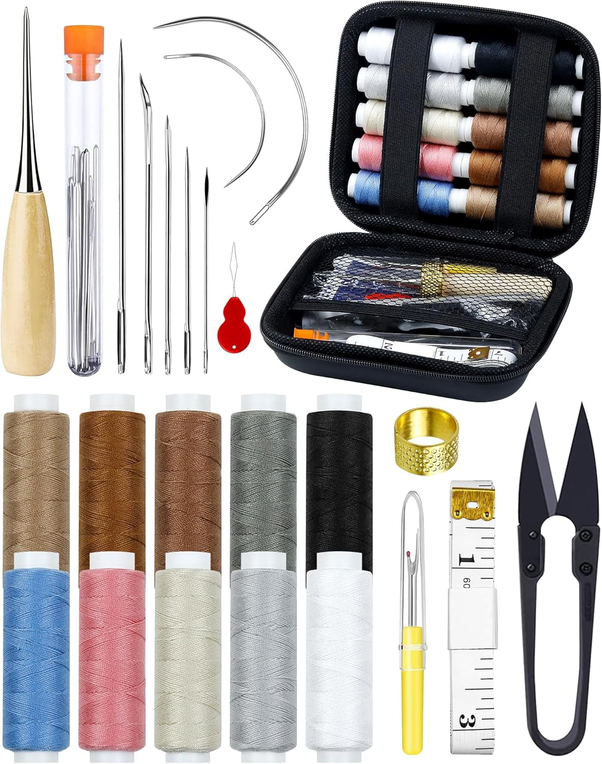 Upholstery Repair Sewing Kit: Pieces Heavy Duty Sewing Kit with Sewing ...