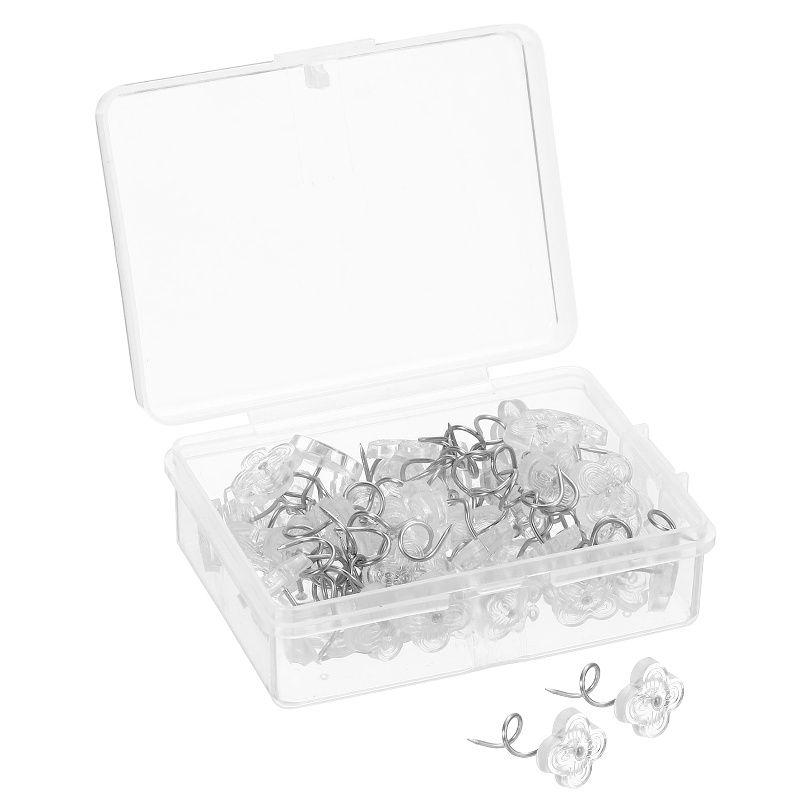 Upholstery Twist Pins 100 Pack Bed Skirt Pins Clear Flower Heads Twist ...